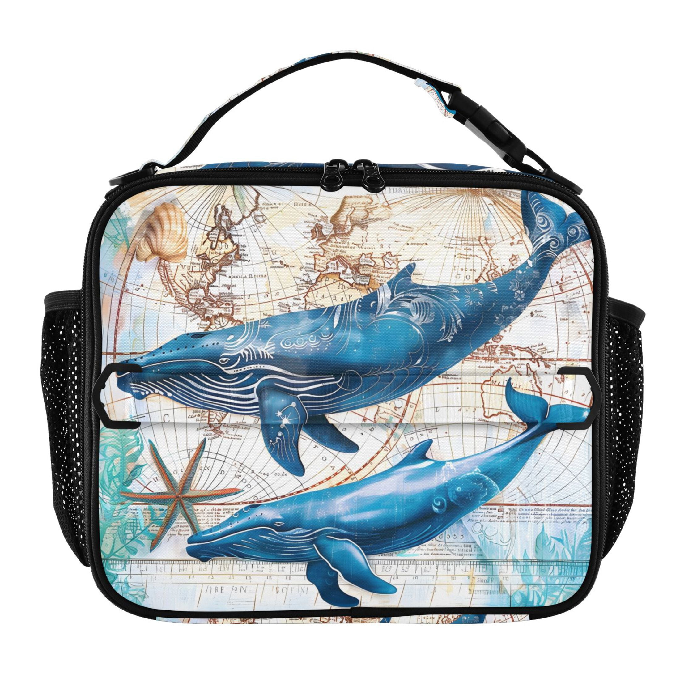 ALAZA Whale with World Map Lunch Box Insulated Lunch Bag Cooler Tote ...