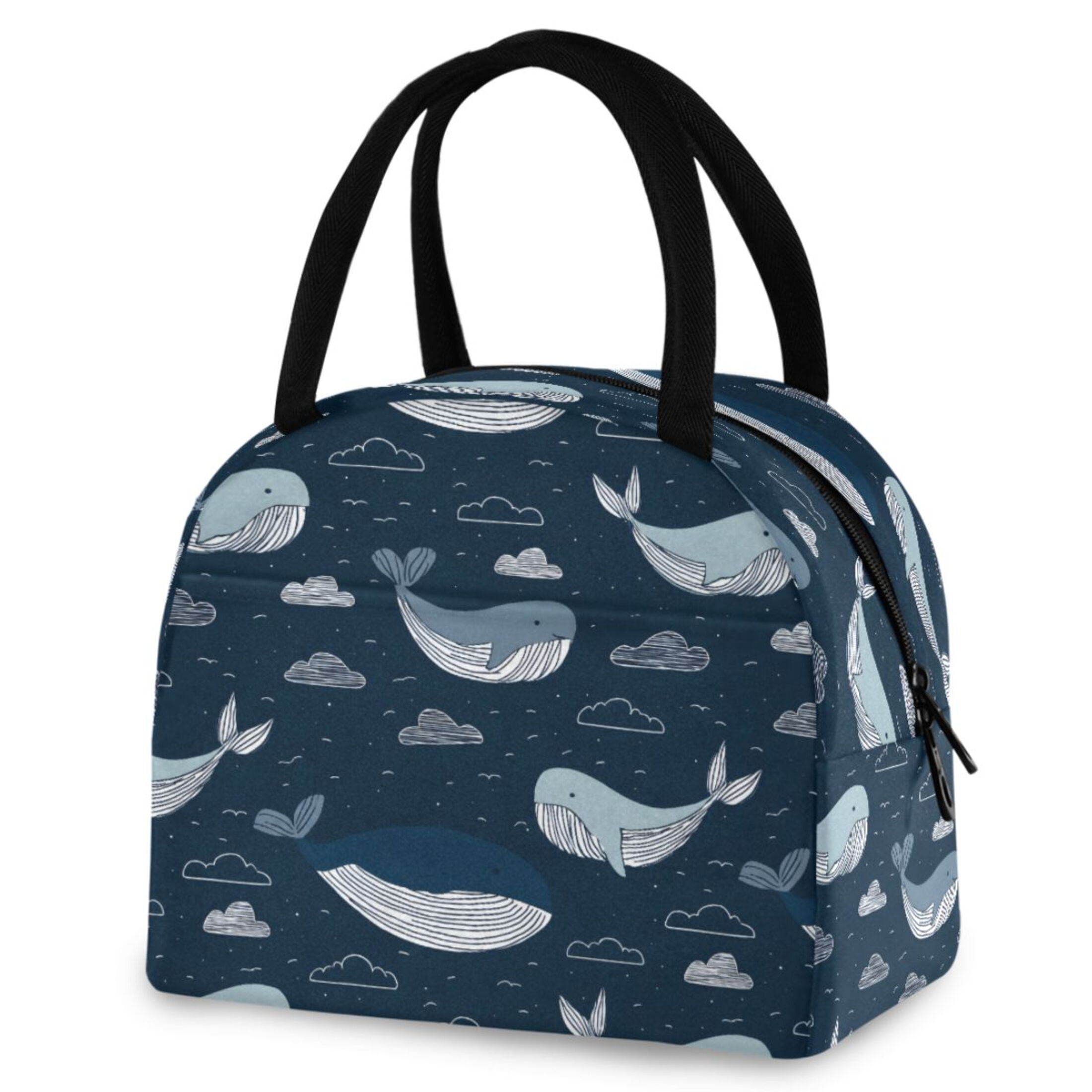 ALAZA Whales in Sea Insulated Lunch Box Reusable Cooler Tote Bag Work ...