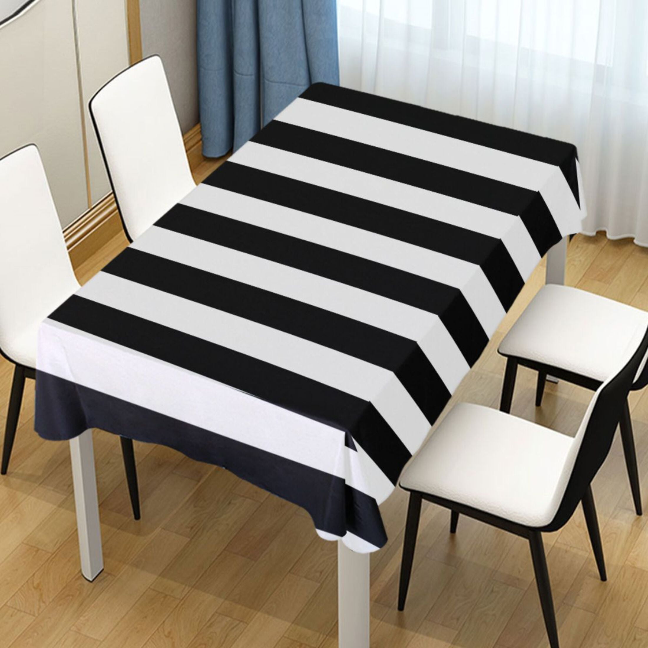 ALAZA White and Black Stripe Pattern Rectangle Tablecloth Tablecover ...