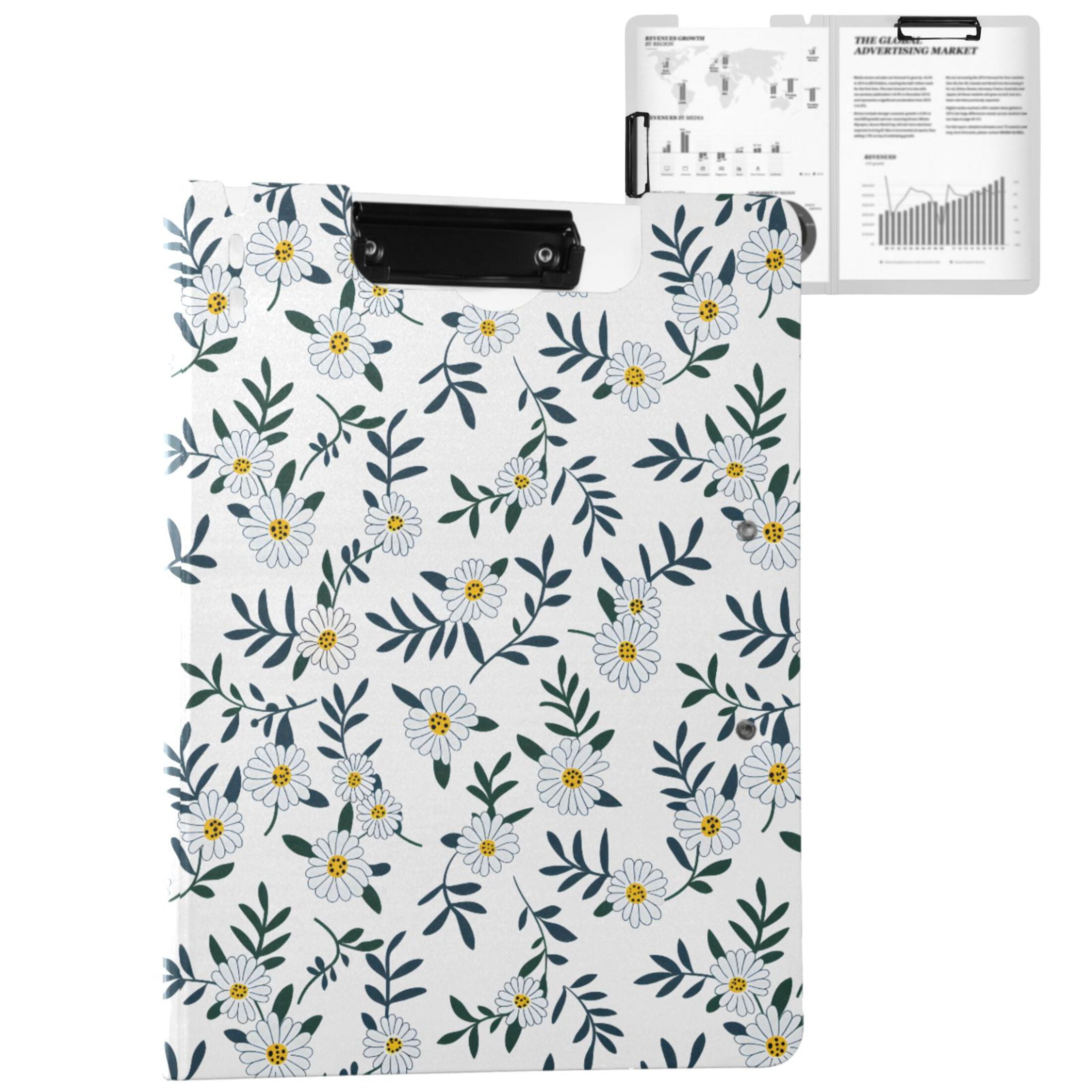 ALAZA Wild Daisy Flower A4 Foldable Clipboard 360 Degree Folder Binder ...