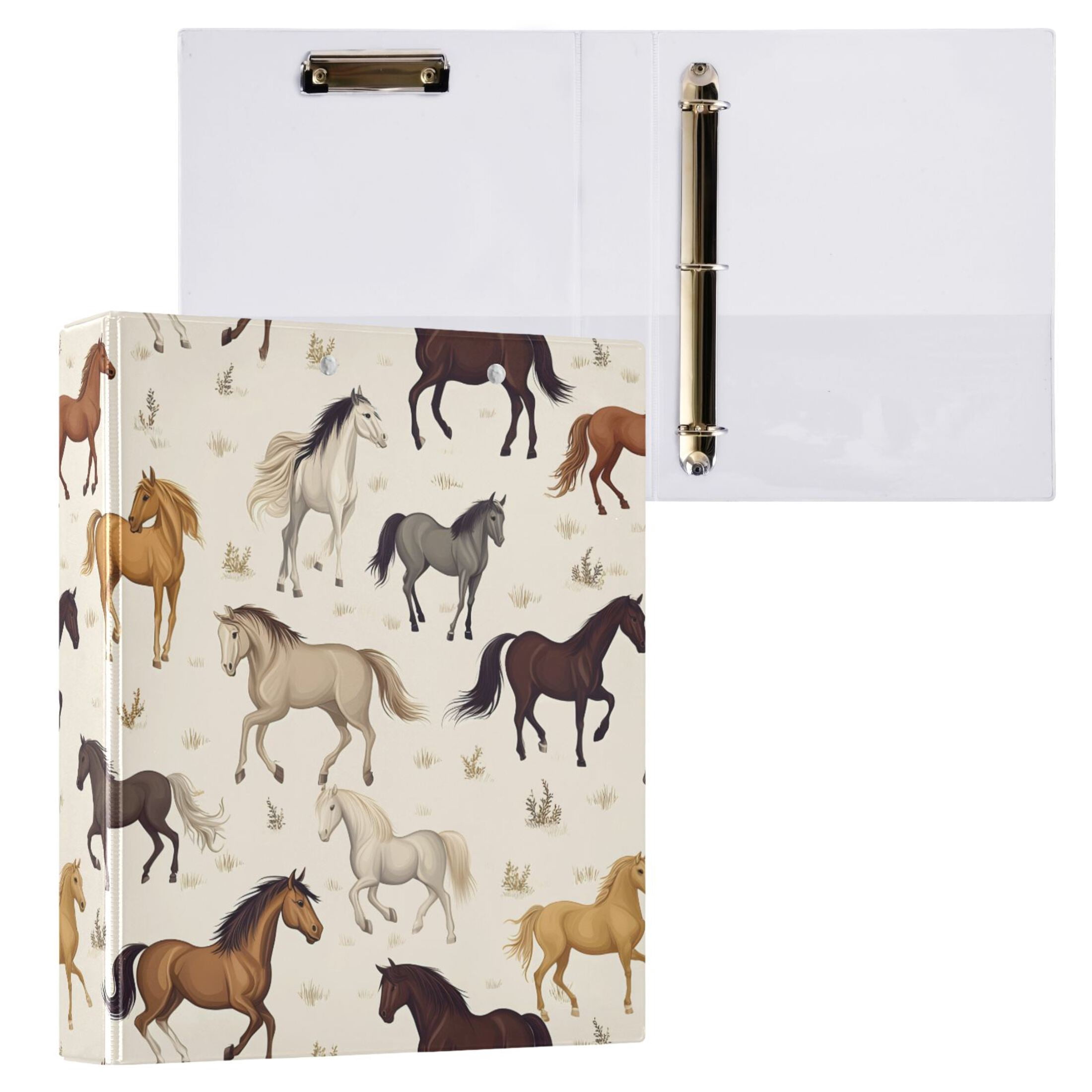 ALAZA Wild Horses Hardcover 3 Ring Binder 1.5" D-Rings with Interior ...