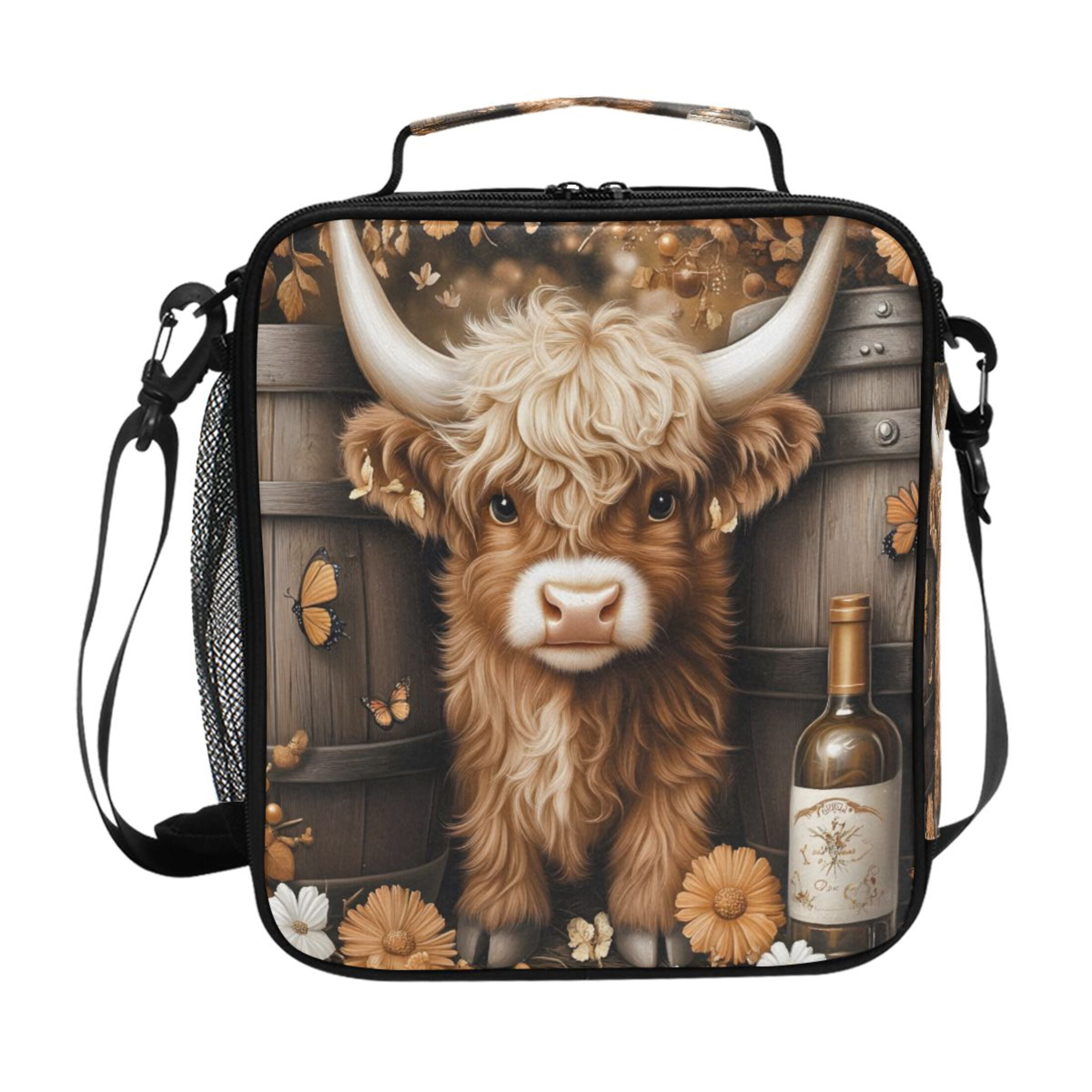 ALAZA Wine Highland Cattle Lunch Box Insulated Lunch Bag Reusable ...