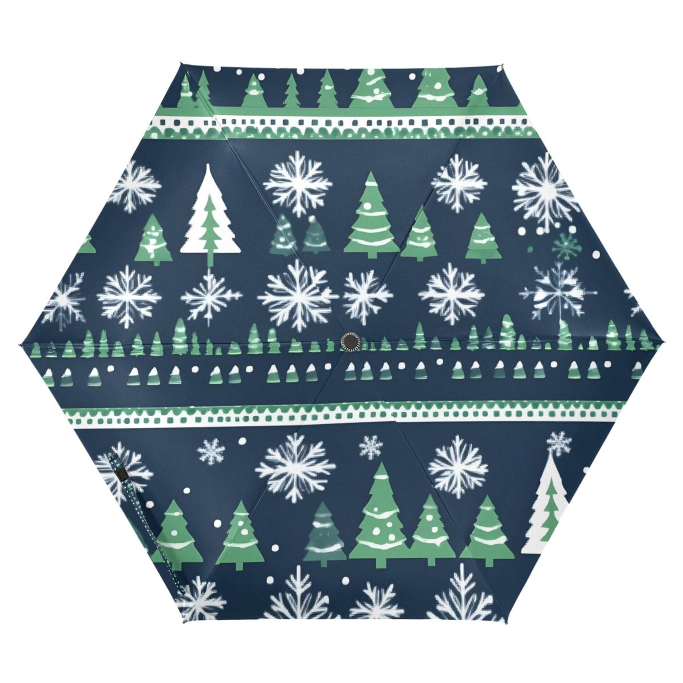 ALAZA Winter Christmas Snowflake Tree UPF 50+ Compact Folding Umbrella ...