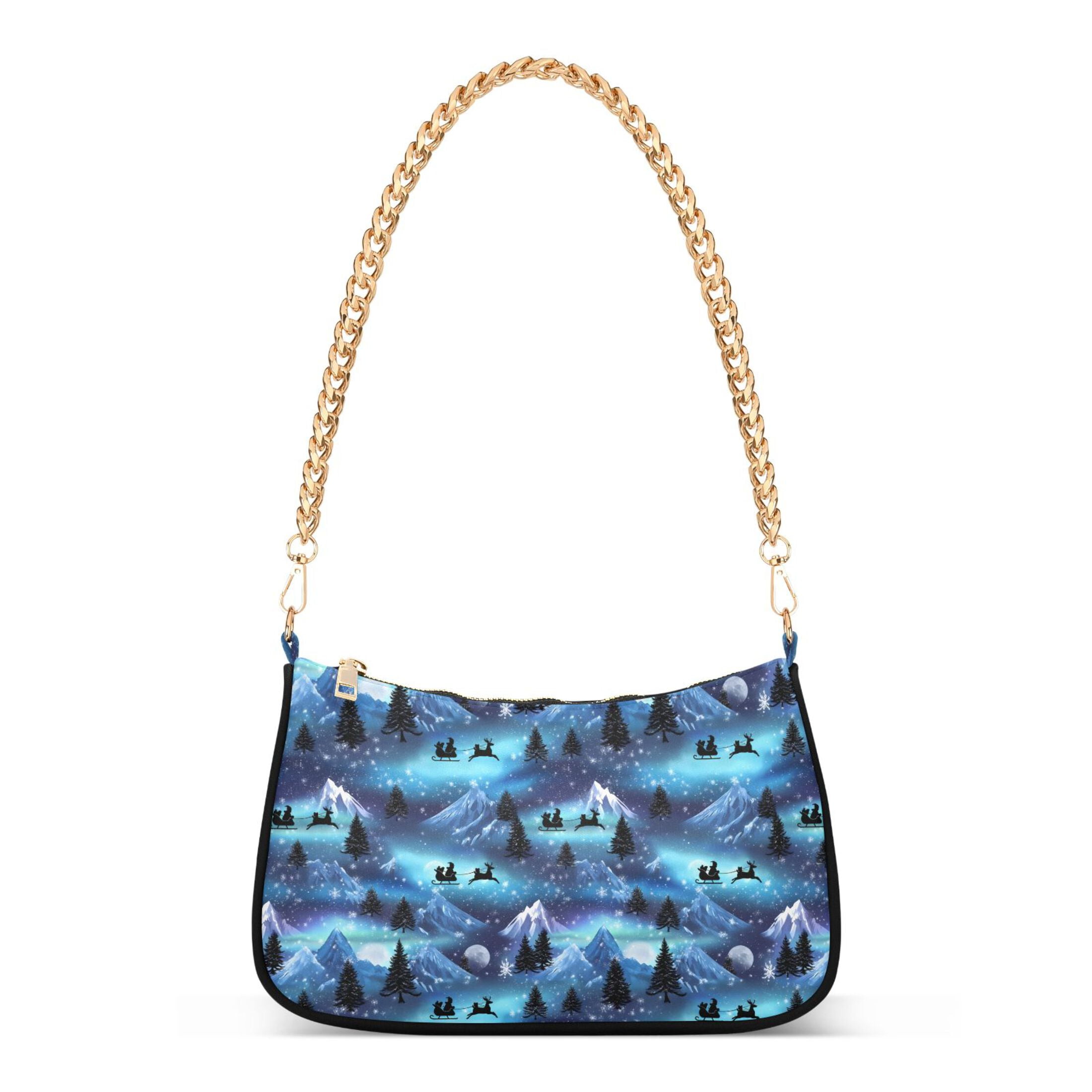 ALAZA Winter Reindeer Landscape Women's Chain Shoulder Bag Hobo Handbag ...