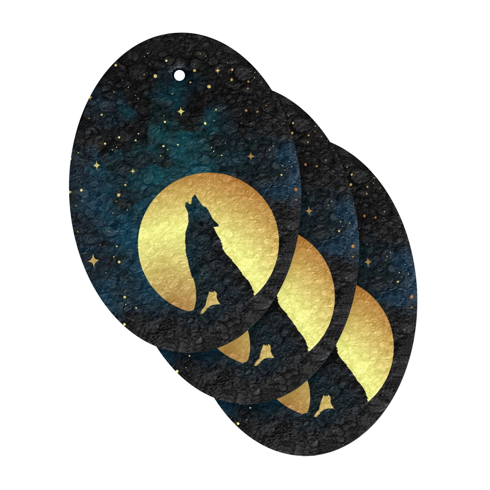 ALAZA Wolf Howling Moon Star Boho Natural Sponges Kitchen Cellulose ...