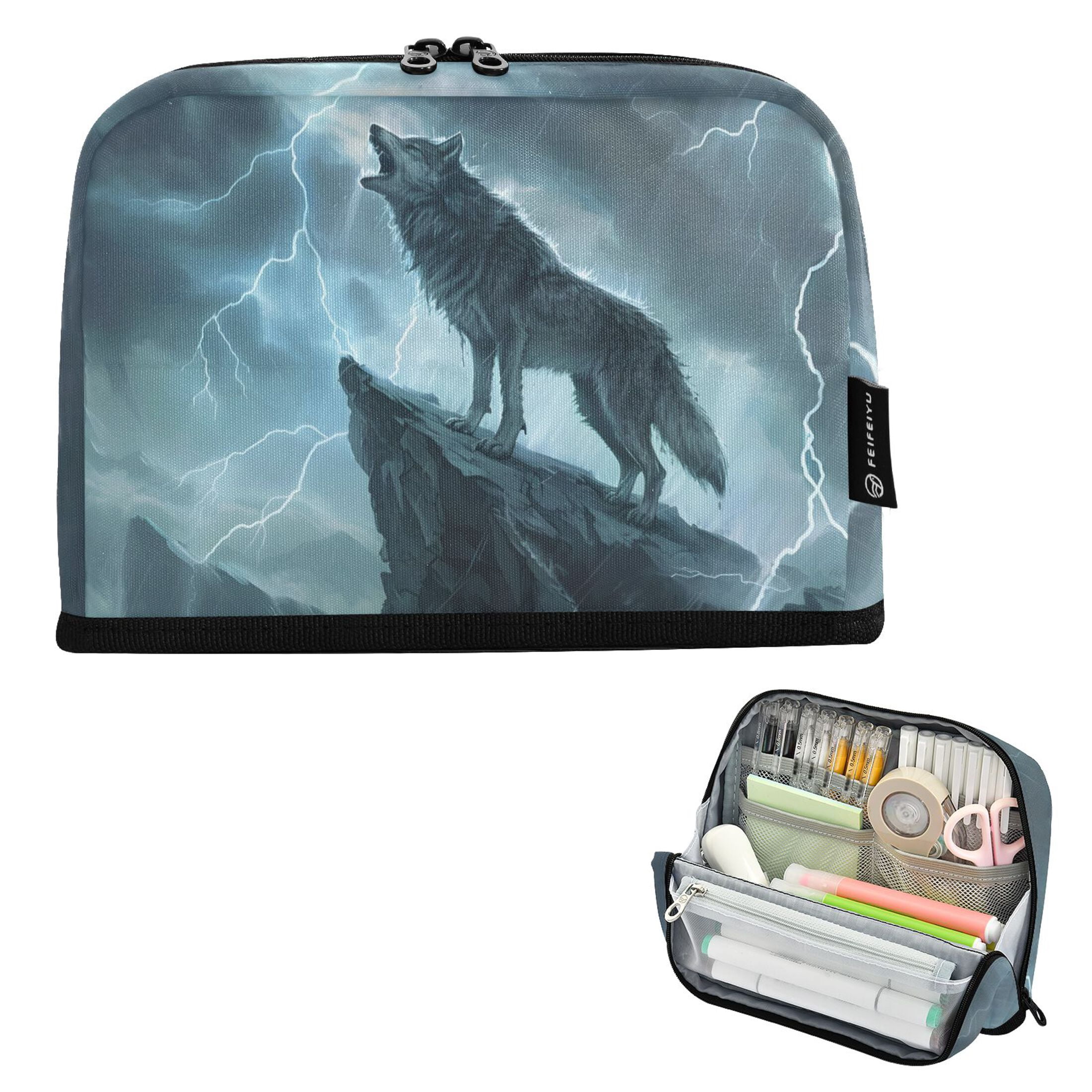 ALAZA Wolf Stand on Mountain Pencil Case Pen Pouch Bag Large Capacity ...