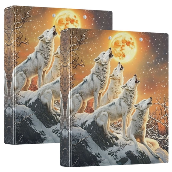 ALAZA Wolf at Sunset Hardcover 3 Ring Binder 1.5" D-Rings with Interior ...
