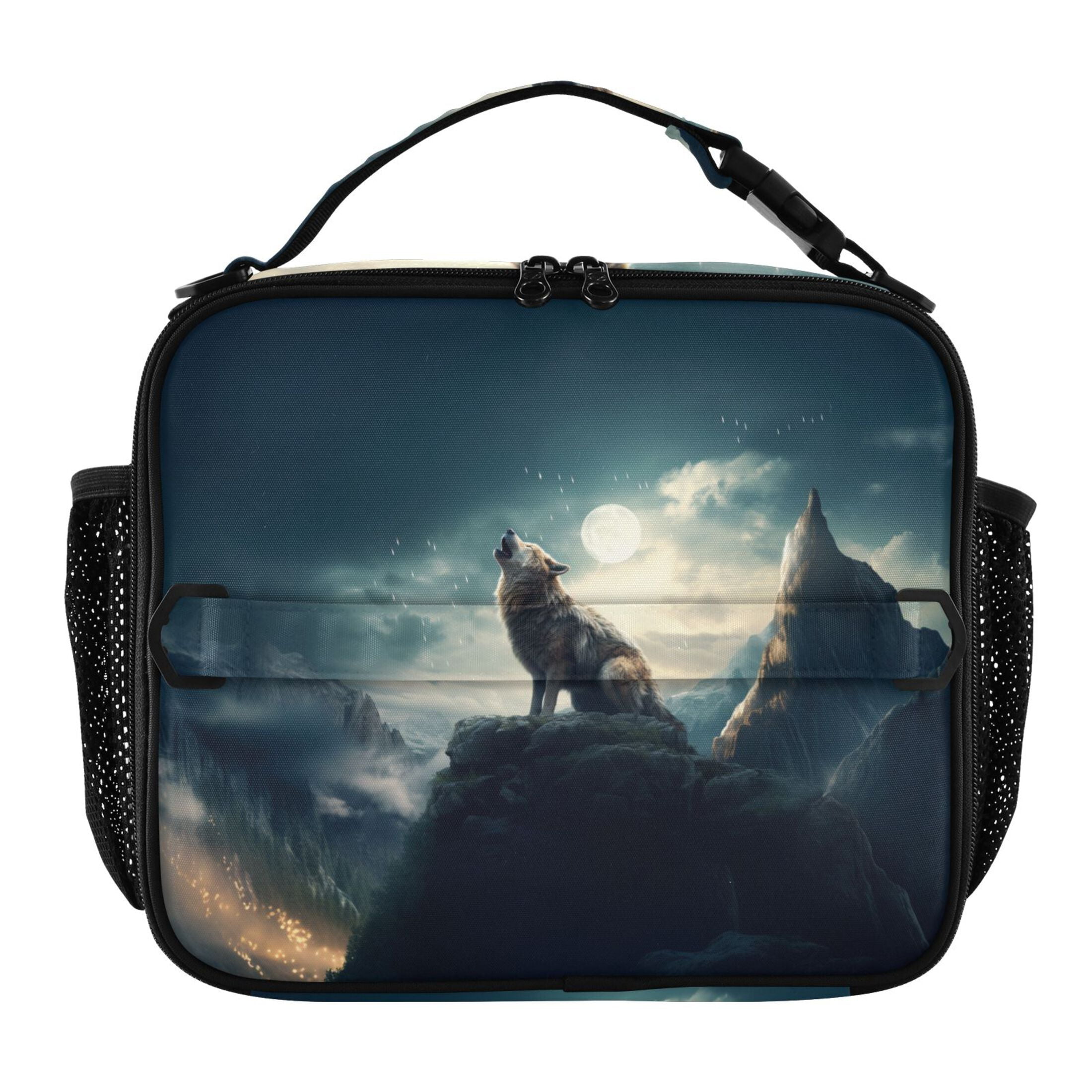 ALAZA Wolf on Mountain Howl Lunch Box Insulated Lunch Bag Cooler Tote ...