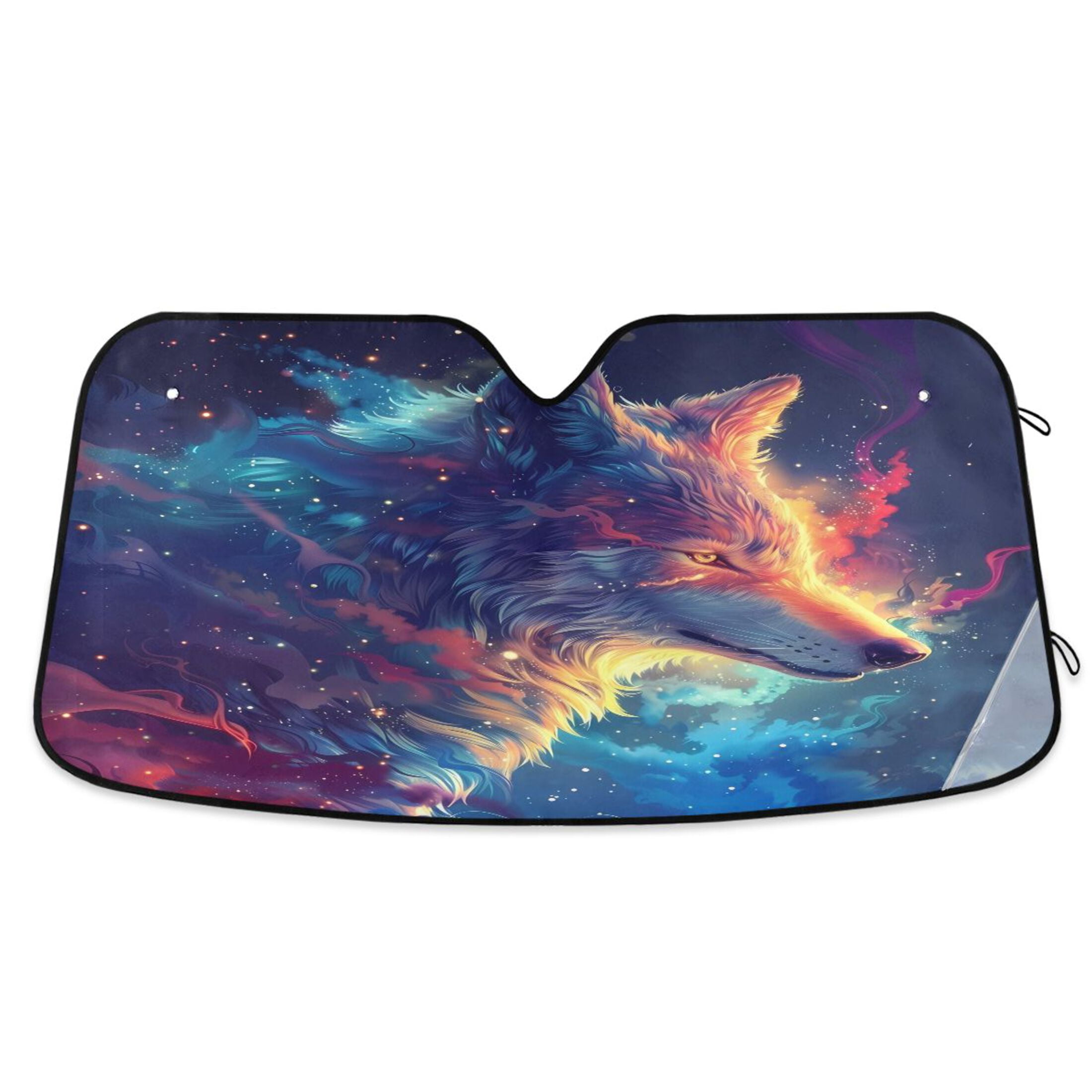 ALAZA Wolf with Galaxy Windshield Sun Shade Car Foldable Sun Visor ...