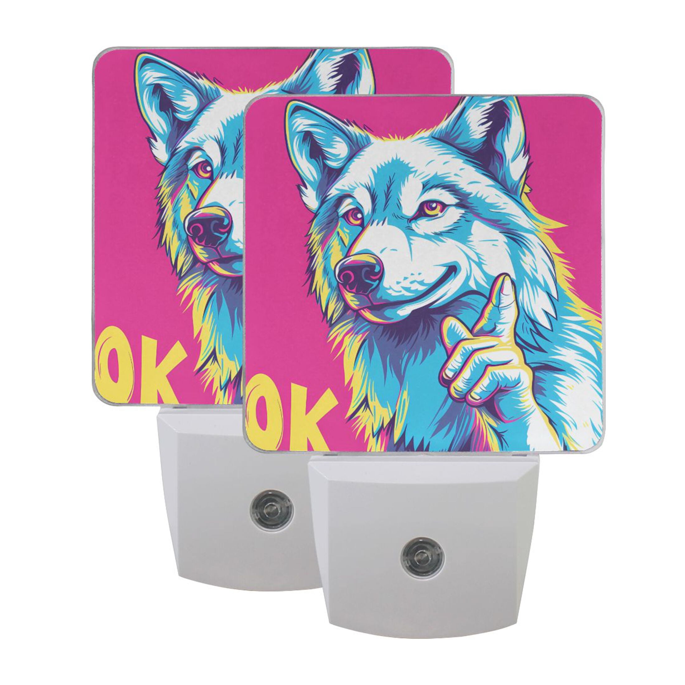 ALAZA Wolf with Gesture Night Lights 2 Pack Plug-in Wall LED Nightlight ...