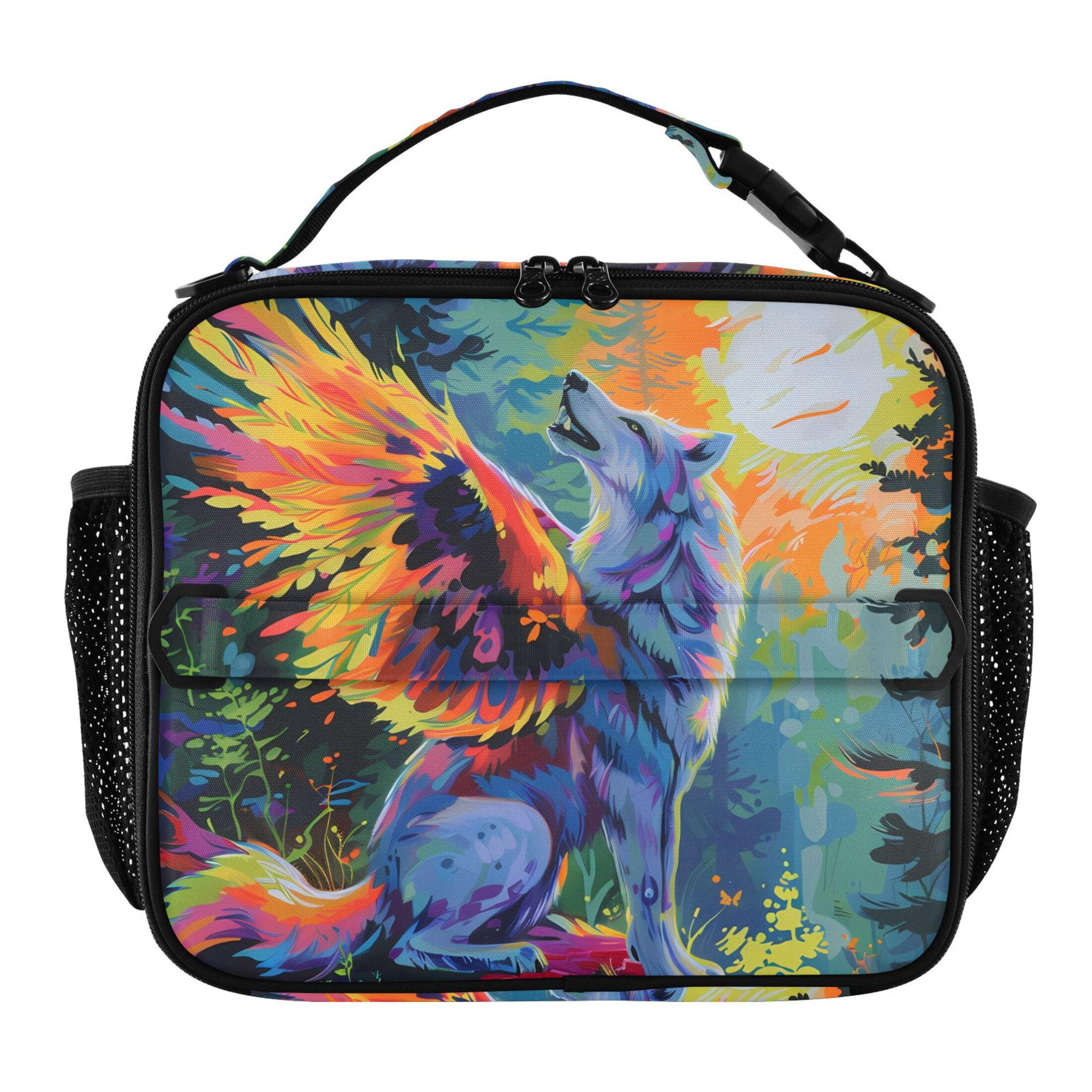 ALAZA Wolf with Wing Lunch Box Insulated Lunch Bag Cooler Tote with ...