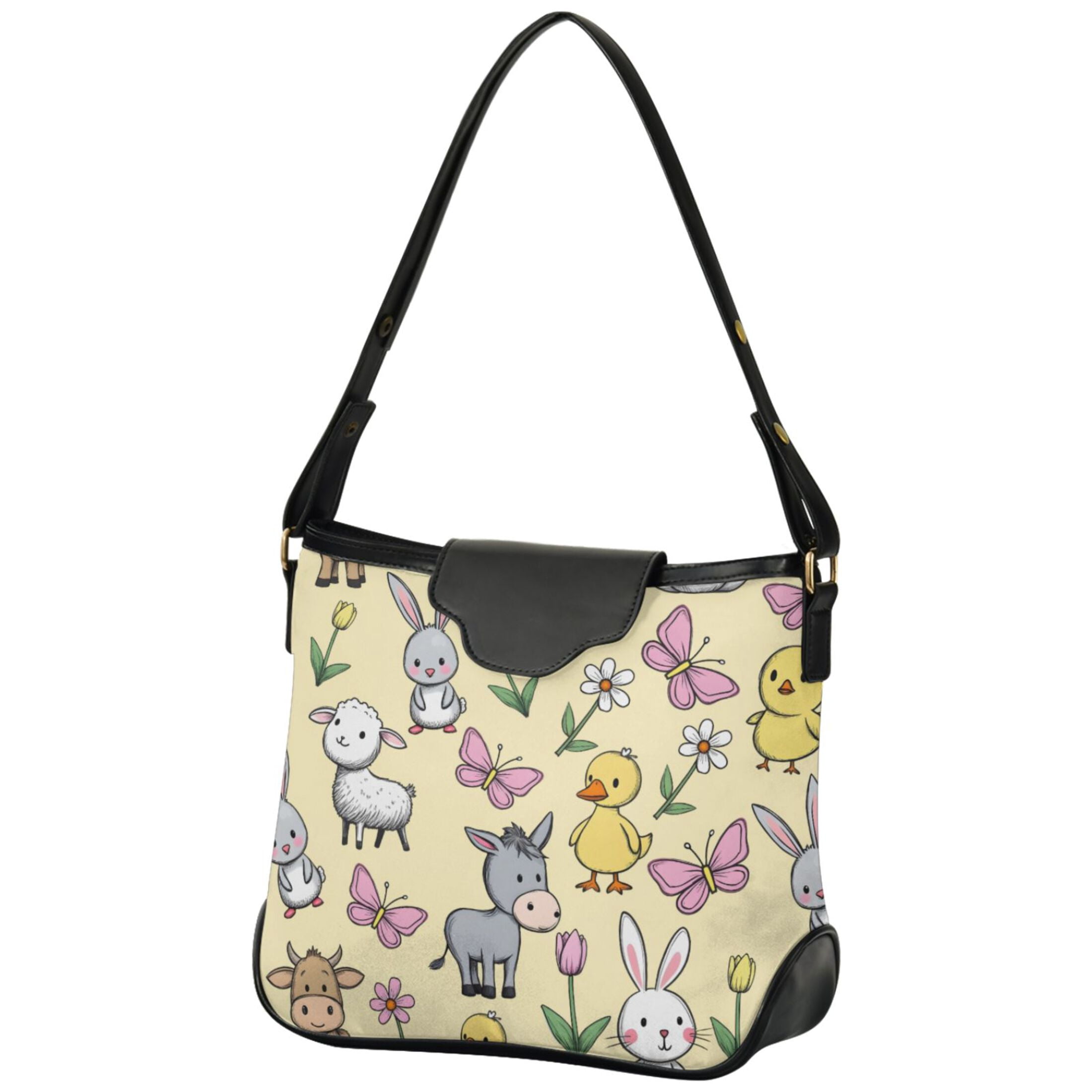ALAZA Women Hobo Shoulder Handbag Rabbit Horse Sheep Butterfly Print ...
