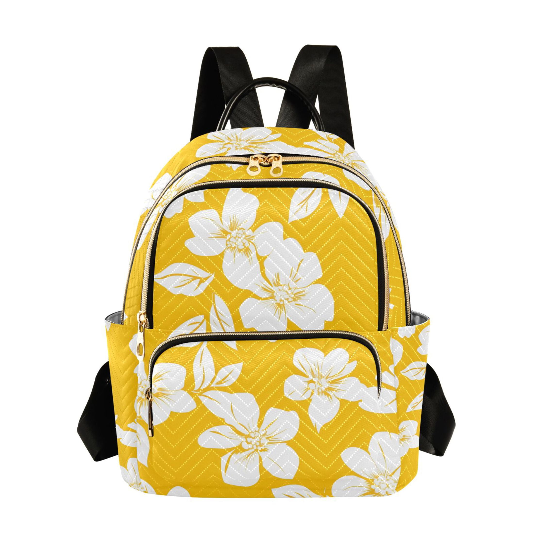 ALAZA Yellow Flower Womens Travel Laptop Backpack Large Daypack Ladies ...