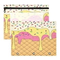 ALAZA Yellow Ice Cream Pattern Pencil Pouch 3 Ring Binder with Clear ...