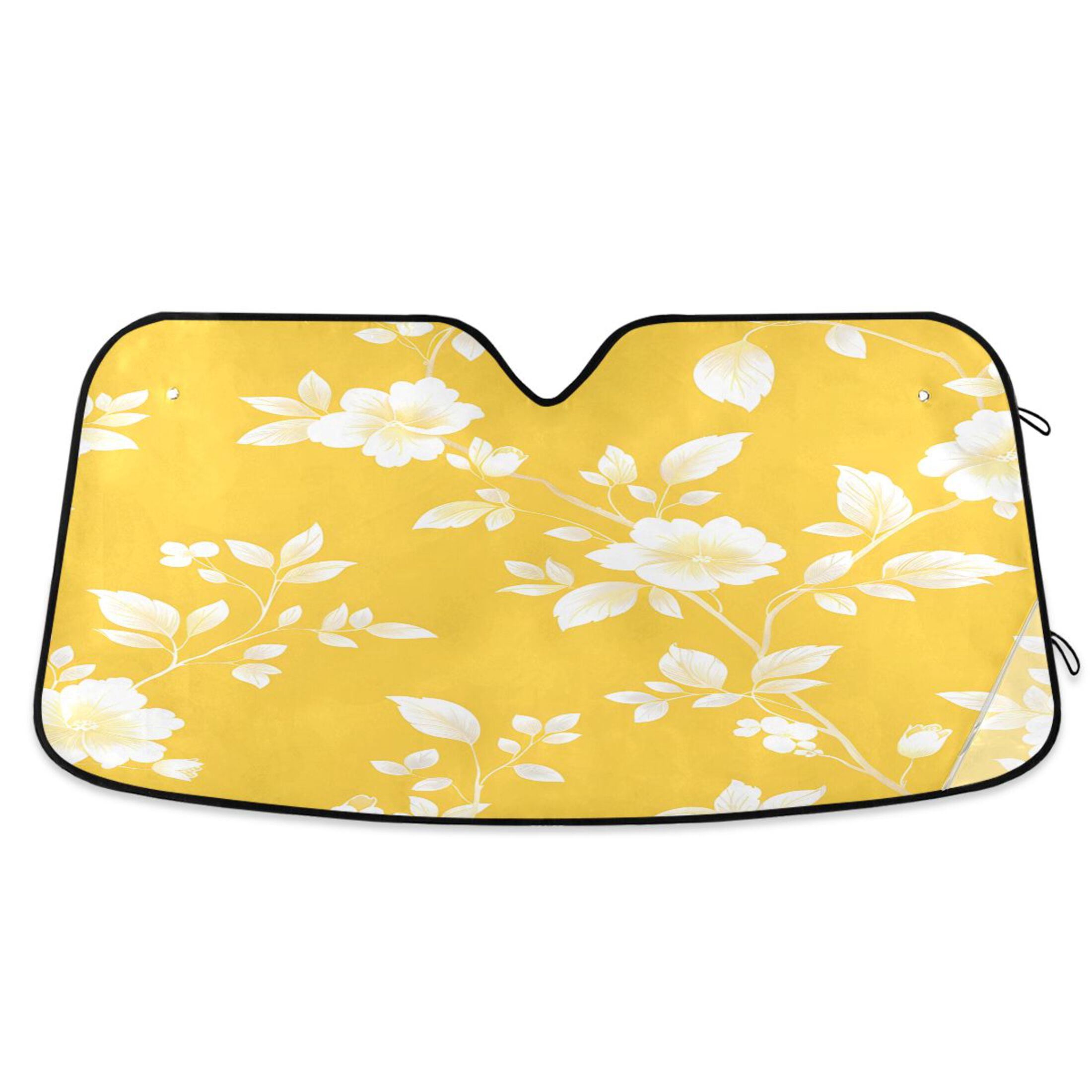 ALAZA Yellow Leaves Flower Windshield Sun Shade Car Foldable Sun Visor ...