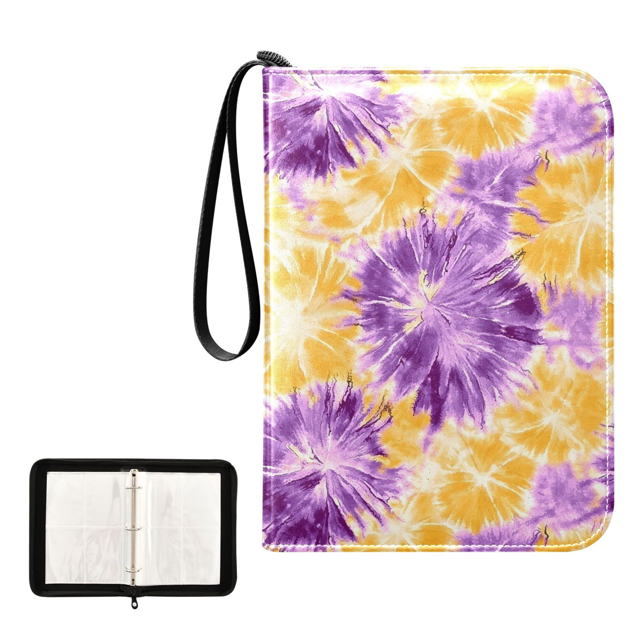 ALAZA Yellow Tie Dye Purple Trading Card Binder 4 Pocket Cards ...