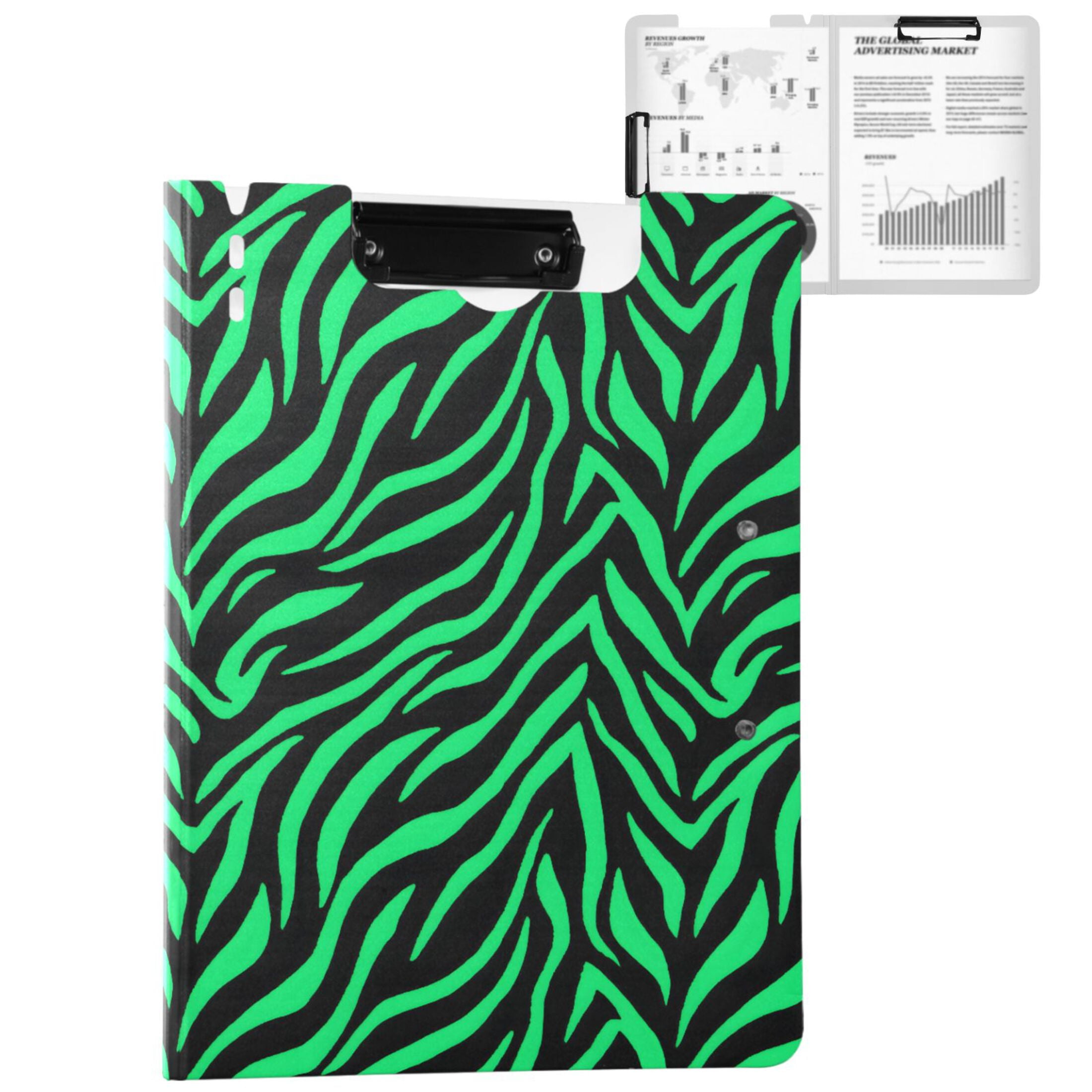 ALAZA Zebra Stripes Green A4 Foldable Clipboard 360 Degree Folder ...