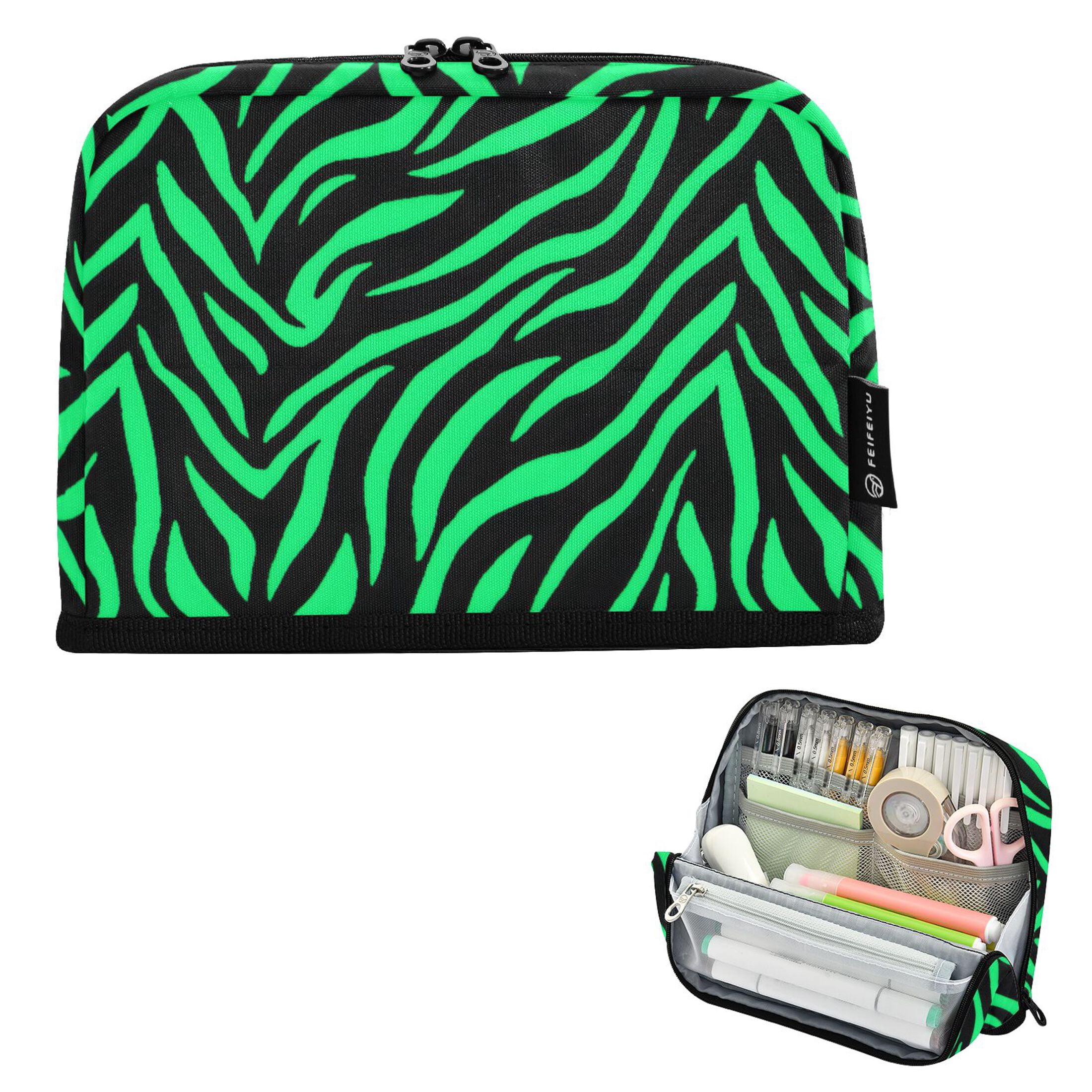 ALAZA Zebra Stripes Green Pencil Case Pen Pouch Bag Large Capacity ...