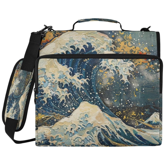 ALAZA Zipper Binder Abstract Japanese Wave Pattern 2 inch 3 Ring 500 ...