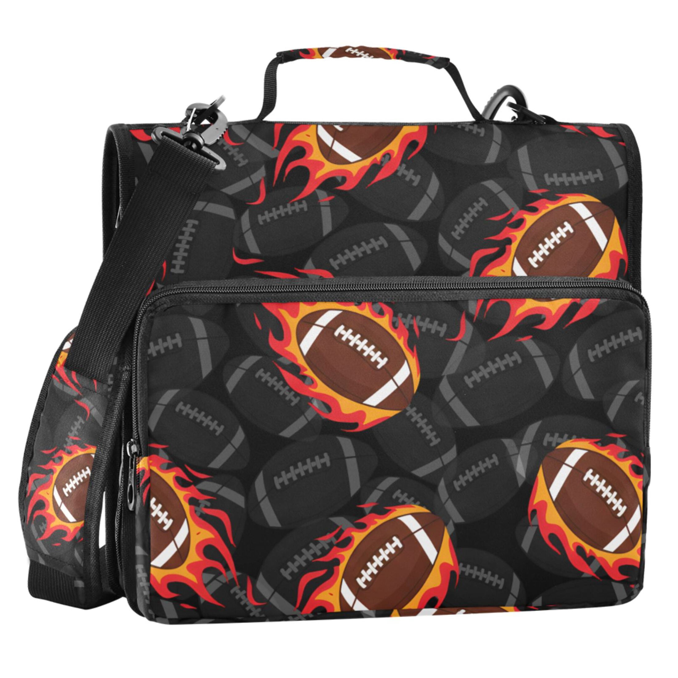 ALAZA Zipper Binder American Soccer Ball Flame 2 in 3 Ring Trapper ...