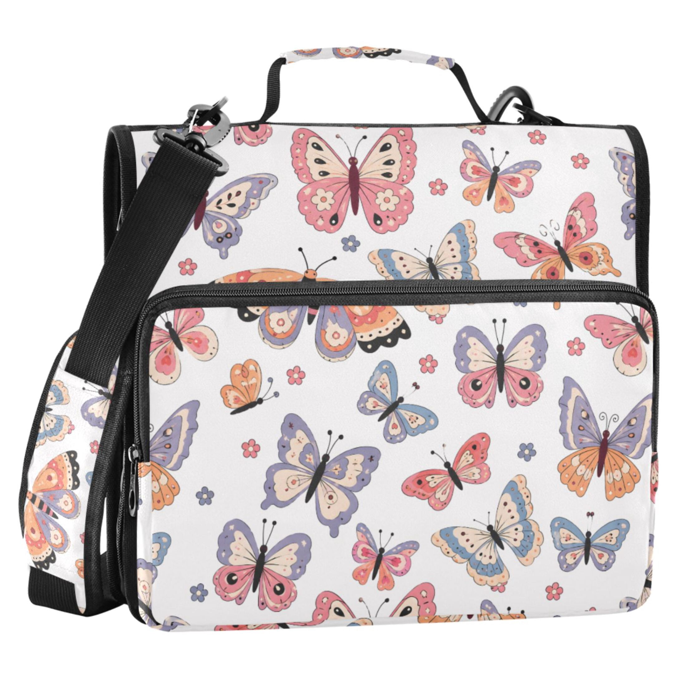 ALAZA Zipper Binder Art Butterfly Floral 2 in 3 Ring Trapper Keeper 500 ...