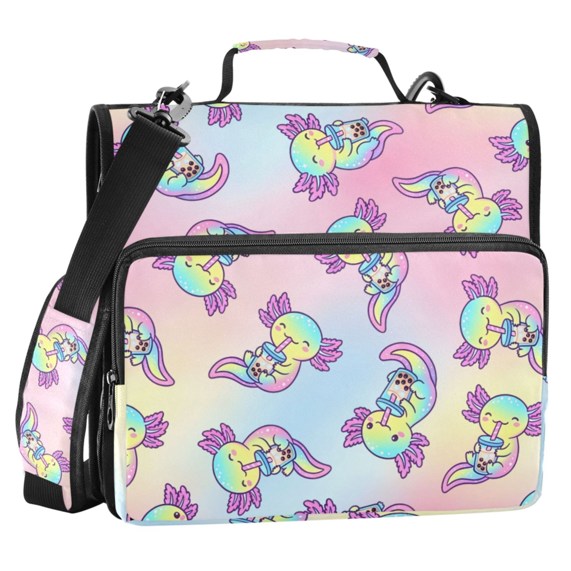 ALAZA Zipper Binder Axolotl Drinking Boba 2 in 3 Ring Trapper Keeper ...