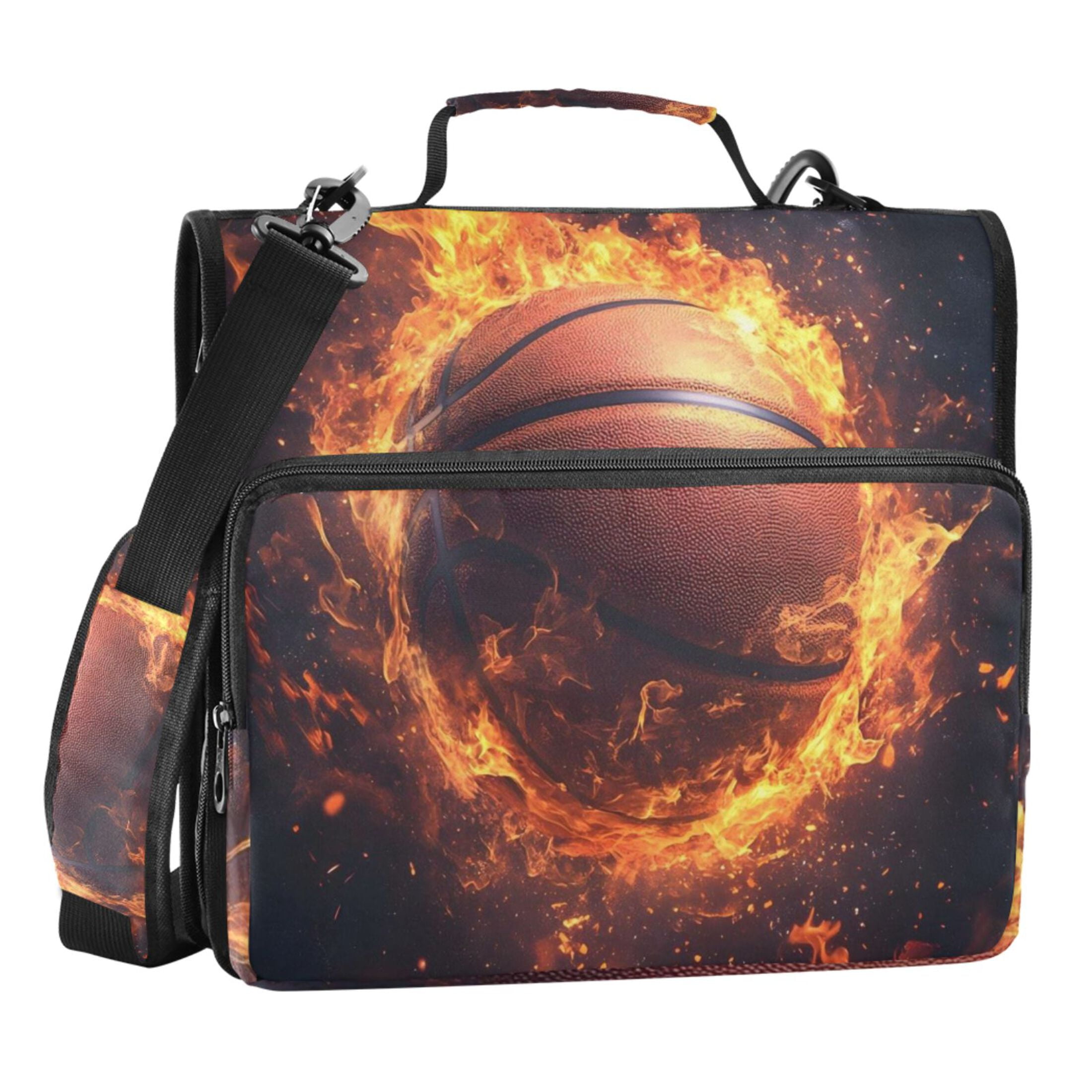 ALAZA Zipper Binder Bag Basketball in Fire 3 Ring File Folder Binder ...