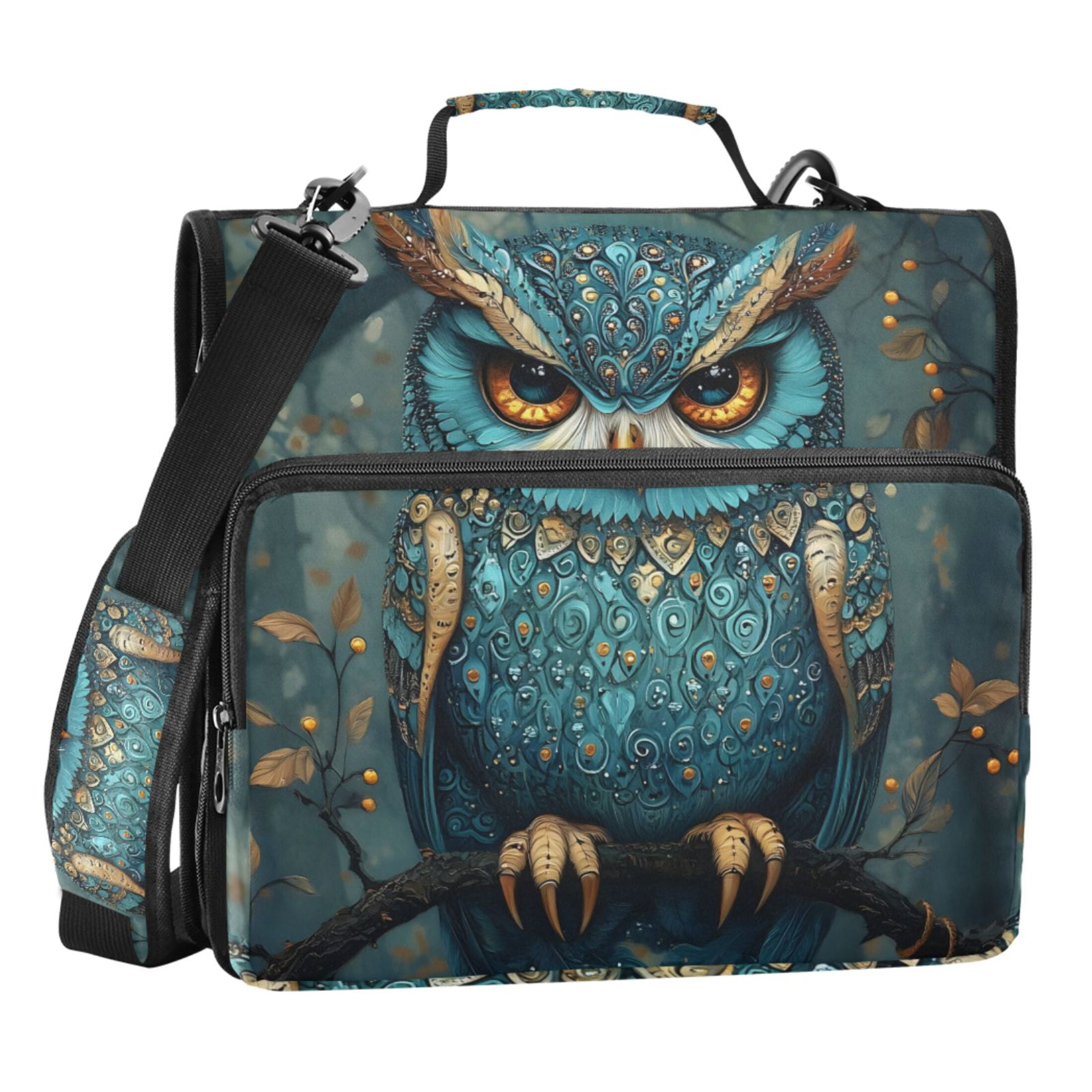 ALAZA Zipper Binder Bag Bohemia Owl 3 Ring File Folder Binder Organizer ...