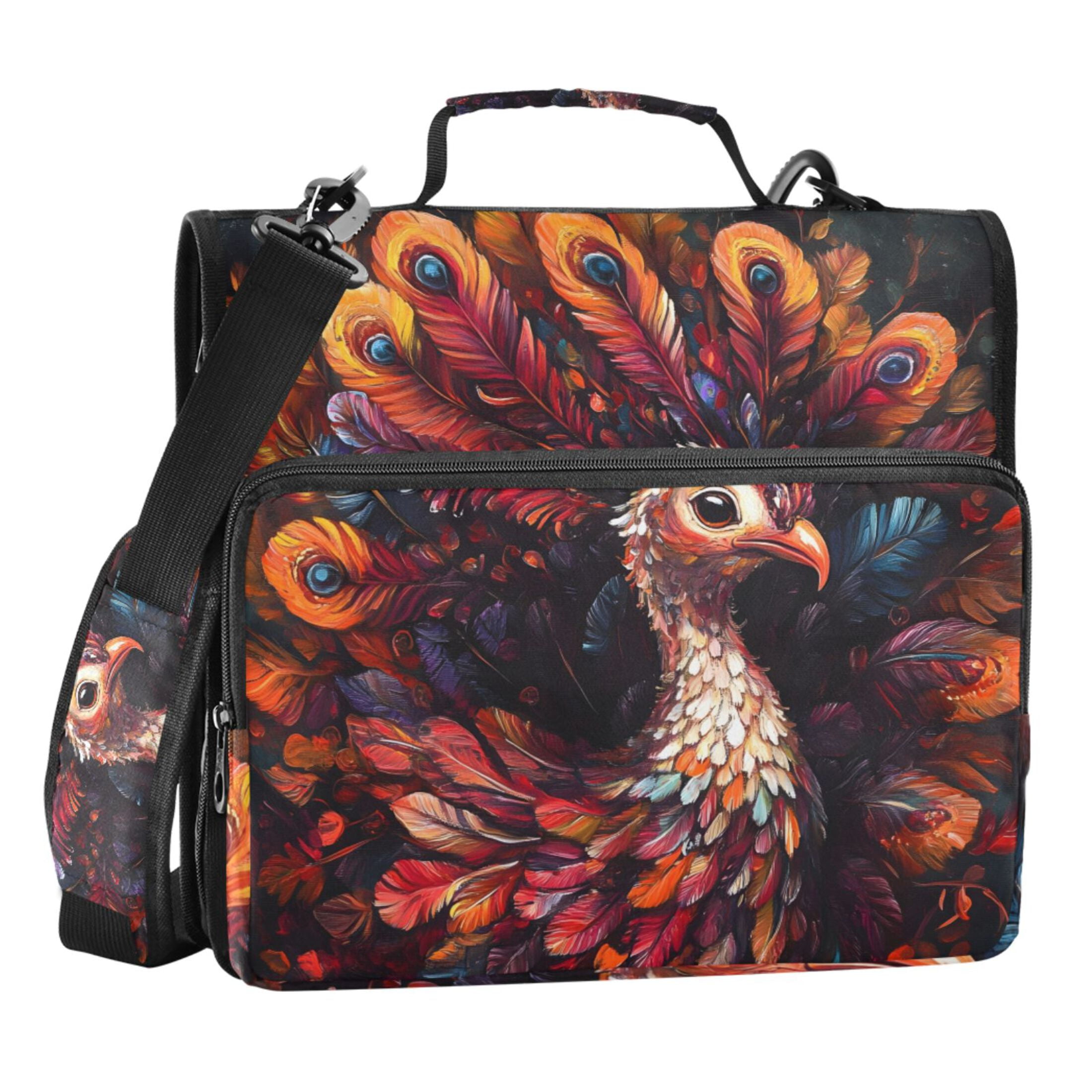 ALAZA Zipper Binder Bag Boho Turkey Feather 3 Ring File Folder Binder ...