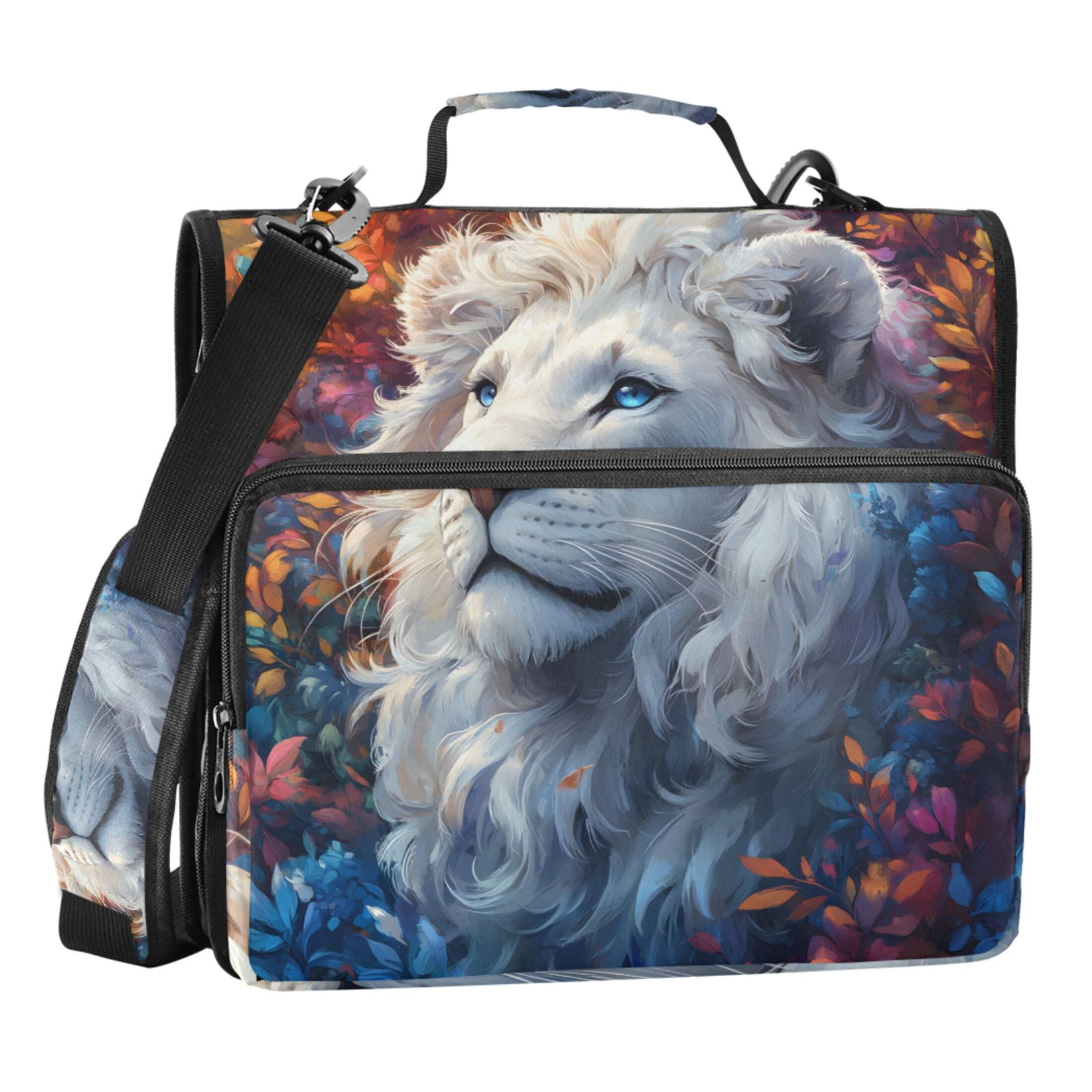 ALAZA Zipper Binder Bag Cool Lion 3 Ring File Folder Binder Organizer ...