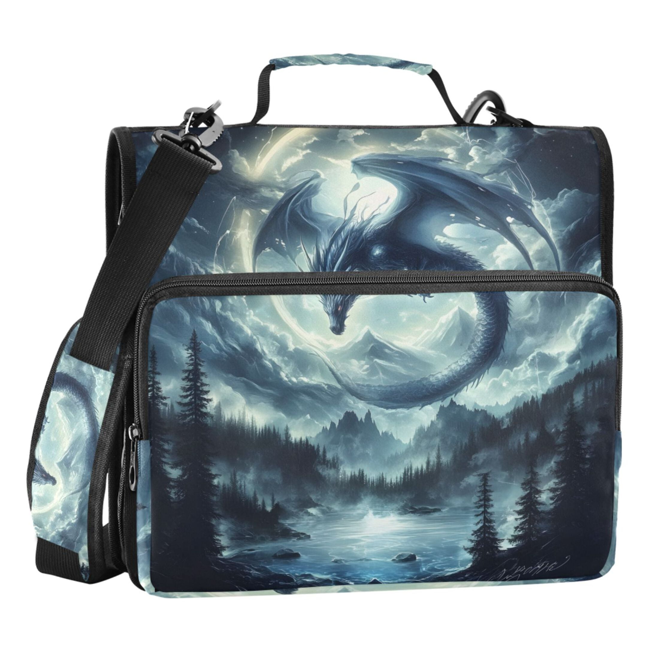 ALAZA Zipper Binder Bag Dragon at Moonlight 3 Ring File Folder Binder ...