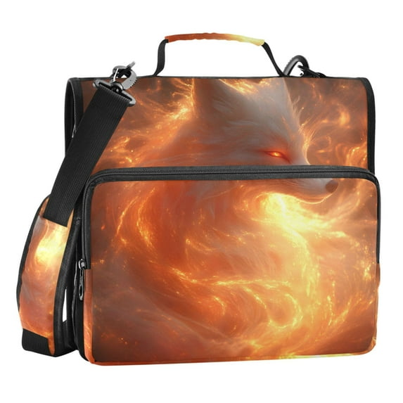 ALAZA Zipper Binder Bag Fox at Fire 3 Ring File Folder Binder Organizer ...