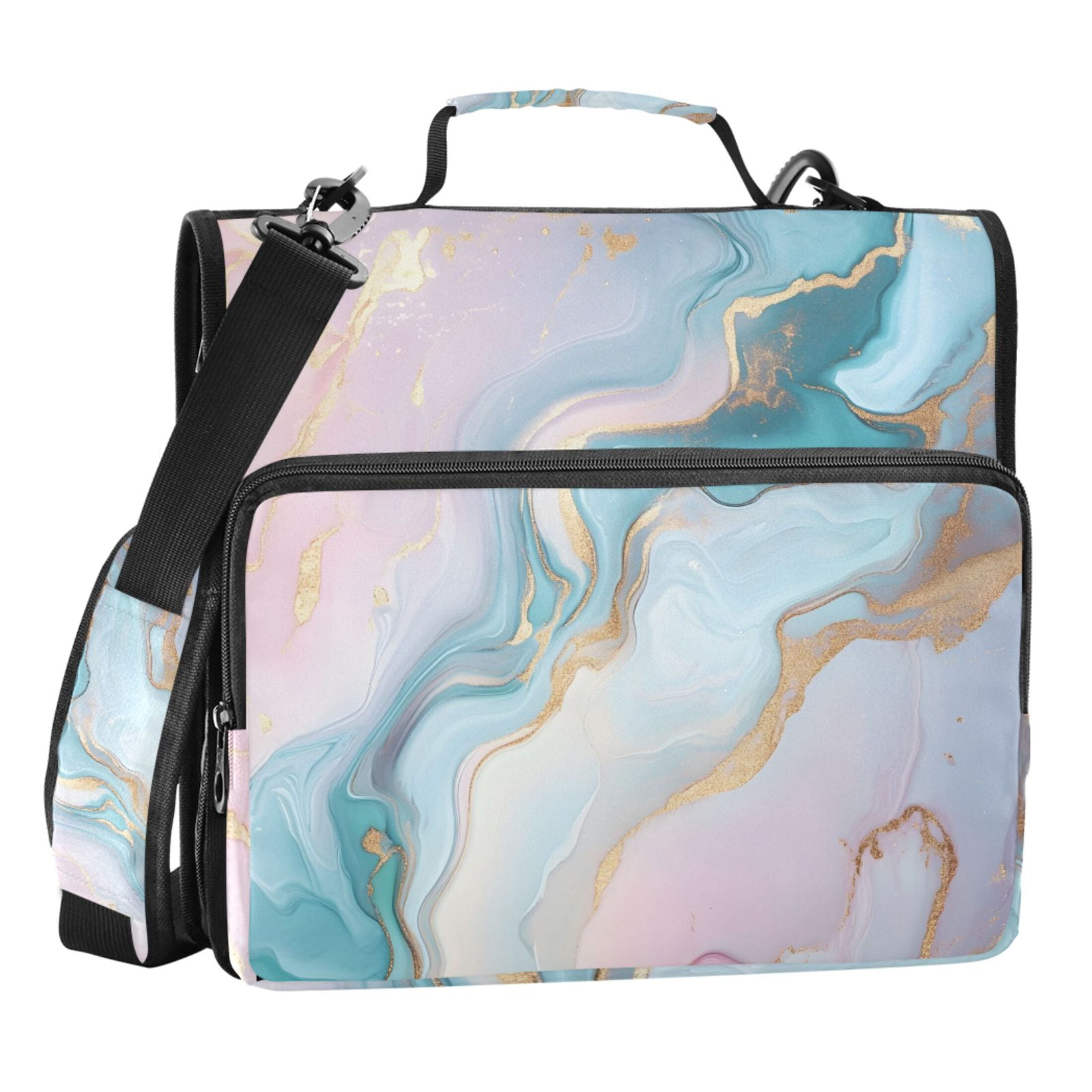 ALAZA Zipper Binder Bag Green Marble 3 Ring File Folder Binder ...