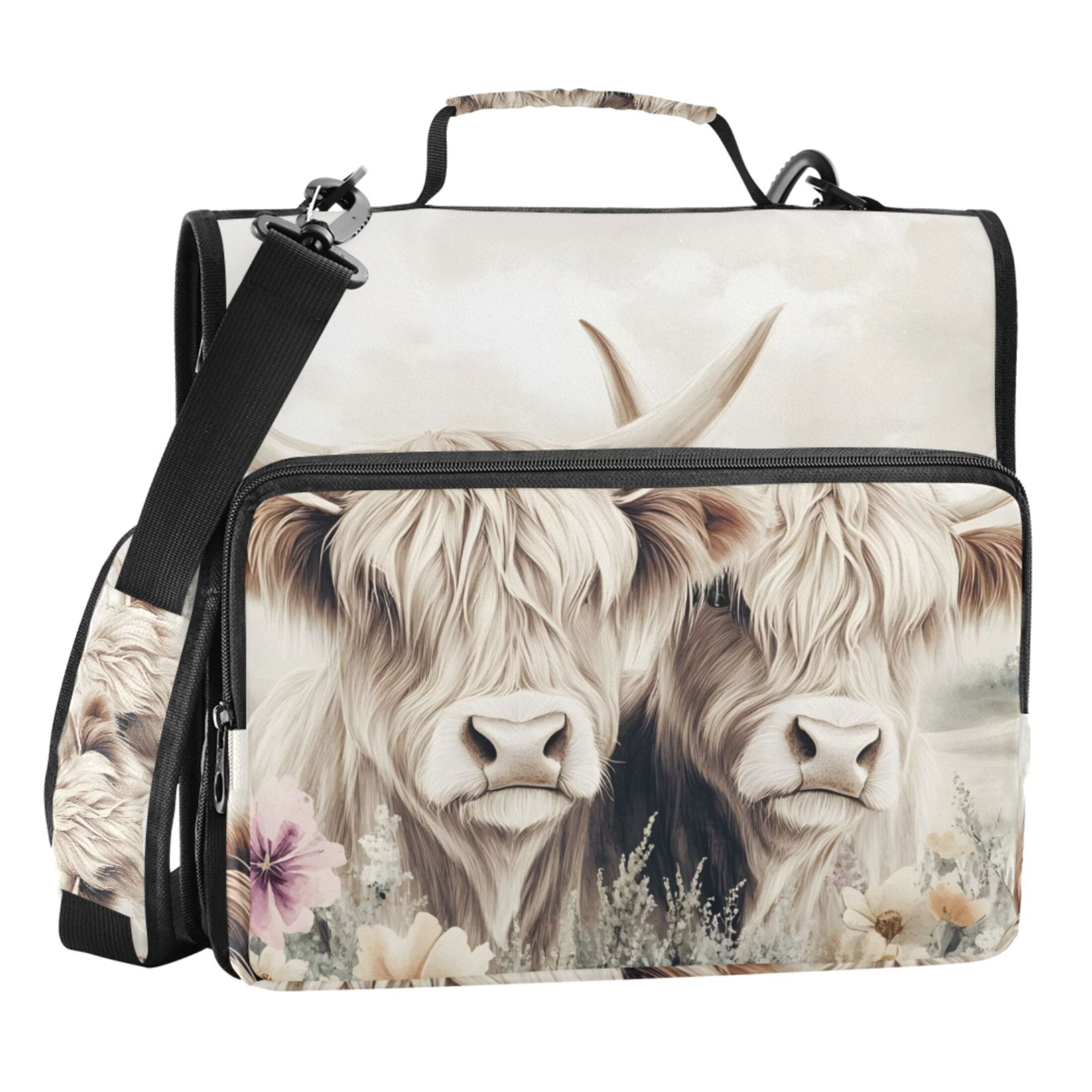 ALAZA Zipper Binder Bag Highland Cattle in Field 3 Ring File Folder ...