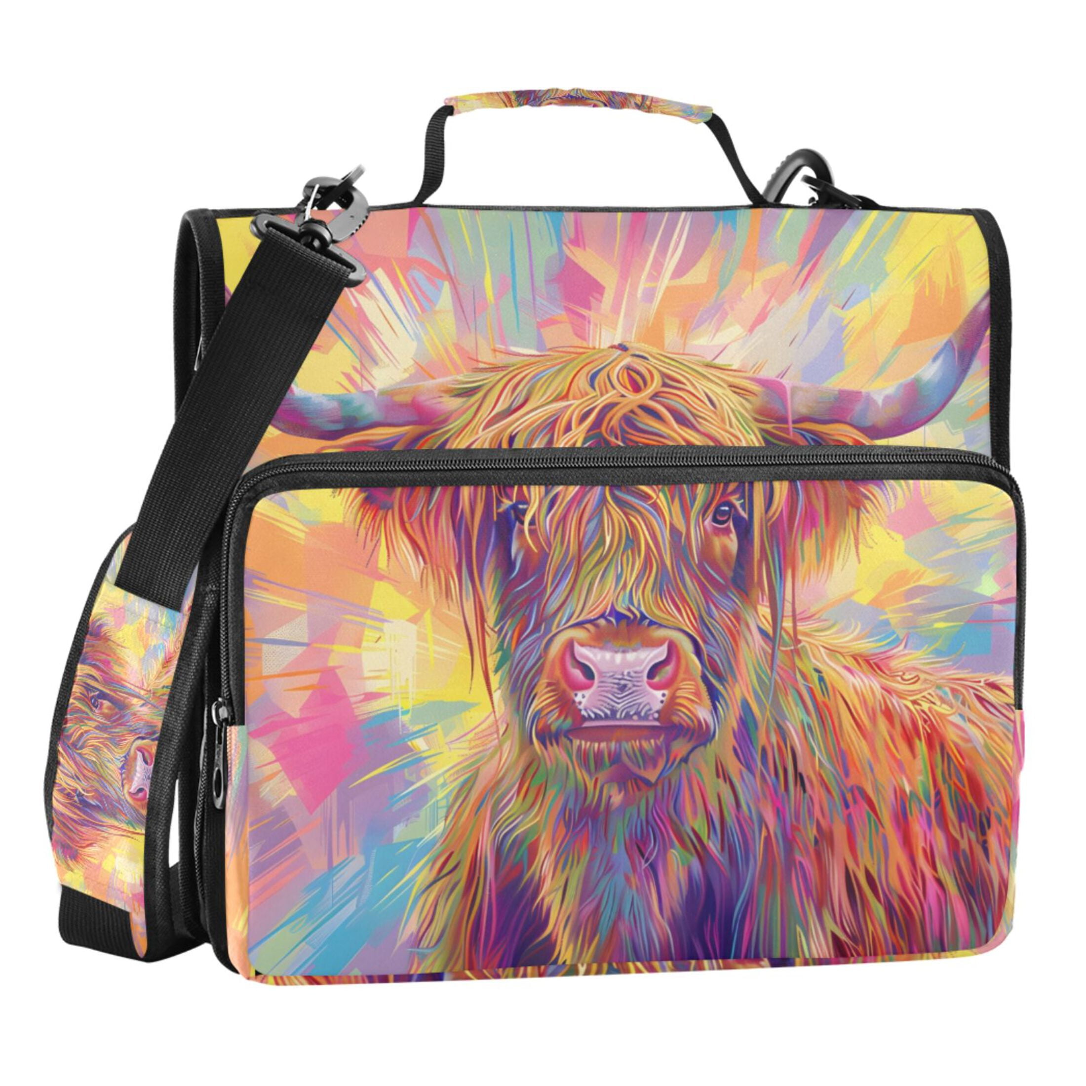 ALAZA Zipper Binder Bag Highland Cow 3 Ring File Folder Binder ...
