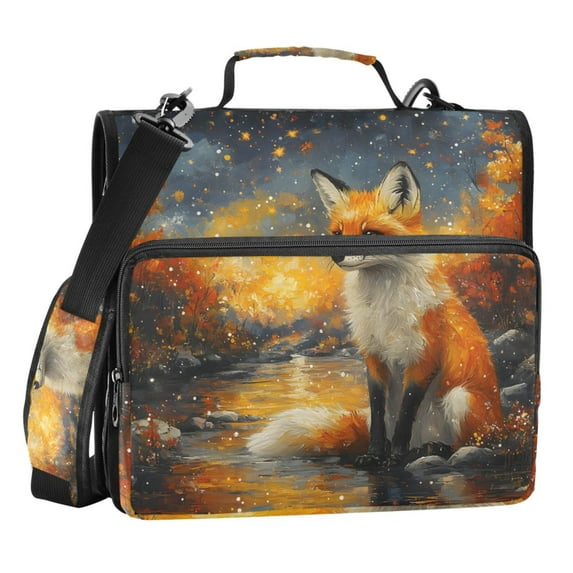 ALAZA Zipper Binder Bag Magic Fox 3 Ring File Folder Binder Organizer ...