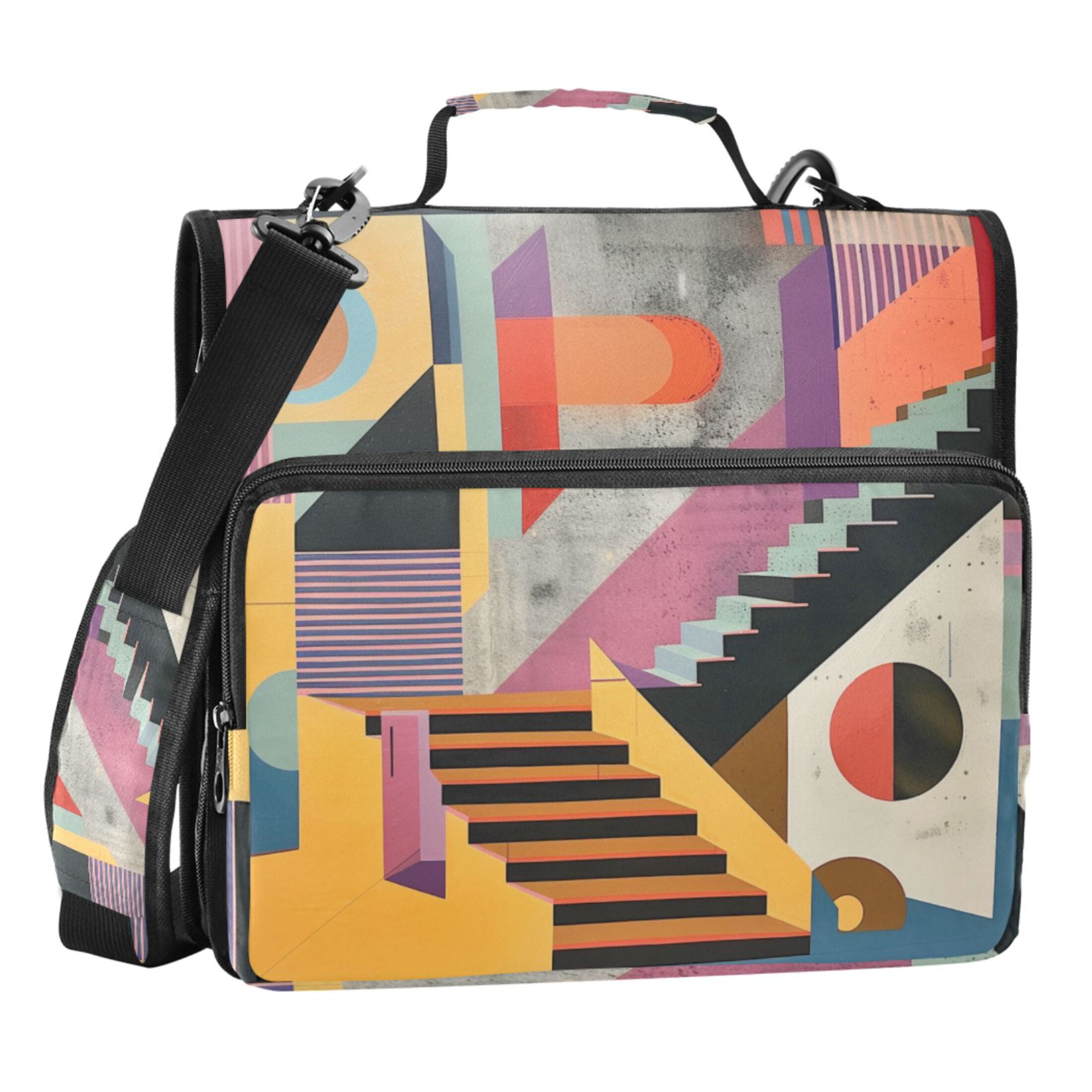 ALAZA Zipper Binder Bag Modern Geometrical 3 Ring File Folder Binder ...