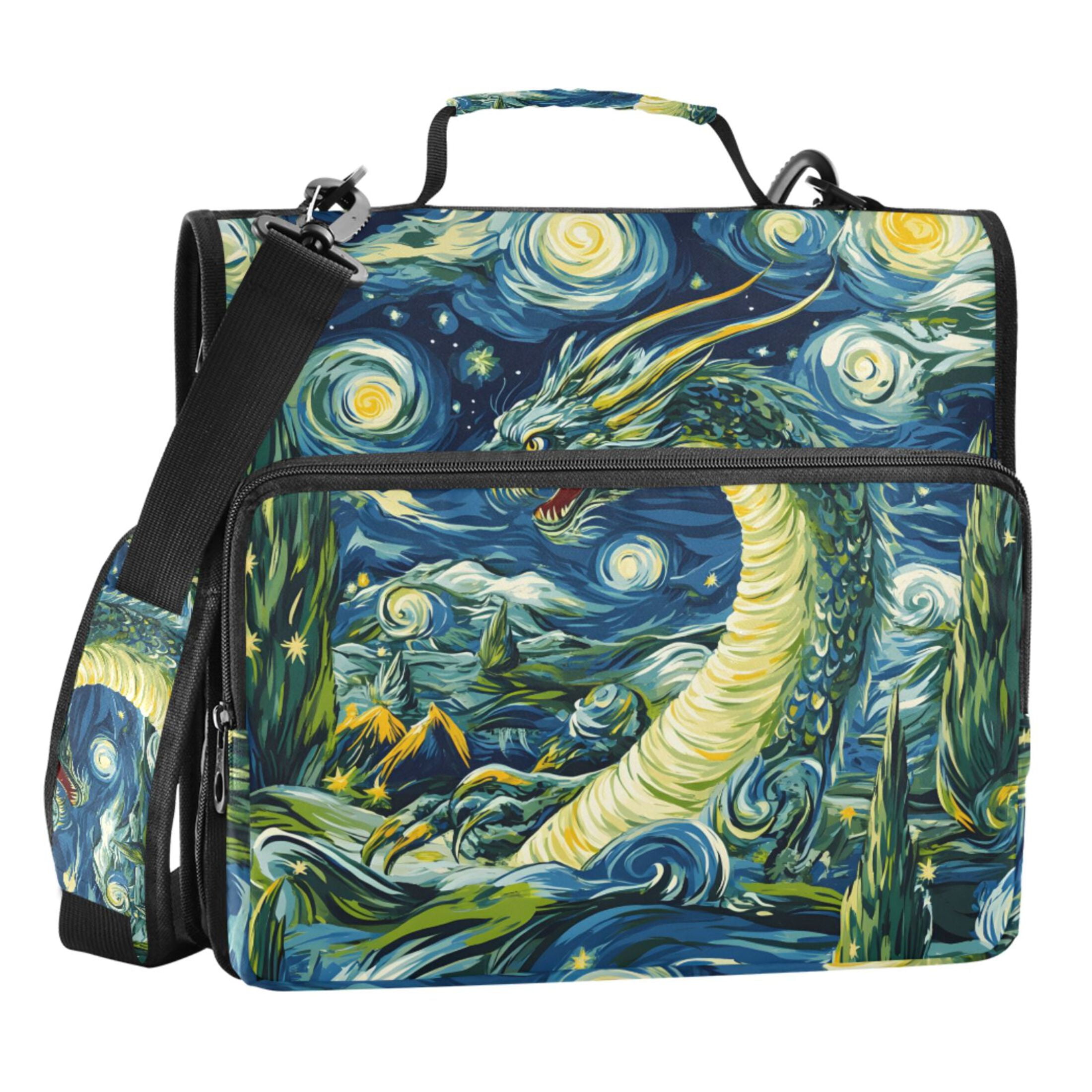 ALAZA Zipper Binder Bag Oil Paint Dragon 3 Ring File Folder Binder ...
