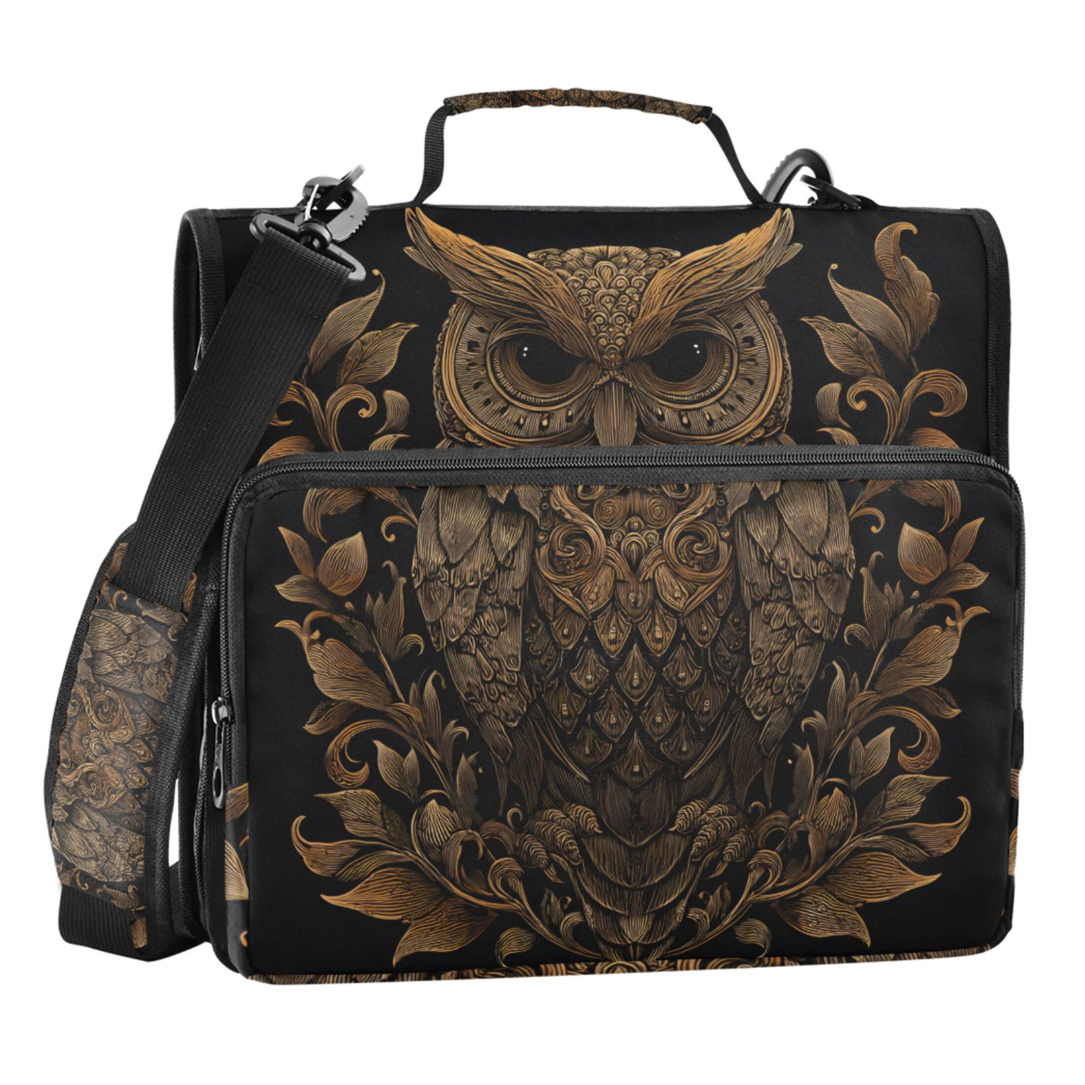 ALAZA Zipper Binder Bag Owl Retro 3 Ring File Folder Binder Organizer ...