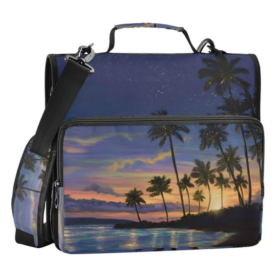 ALAZA Zipper Binder Bag Palm Beach with Sunset 3 Ring File Folder ...