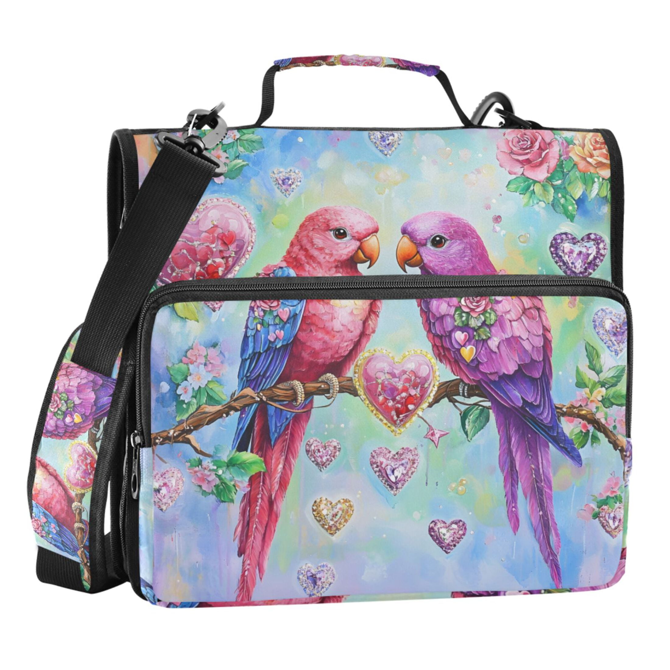 ALAZA Zipper Binder Bag Parrots on Branch 3 Ring File Folder Binder ...