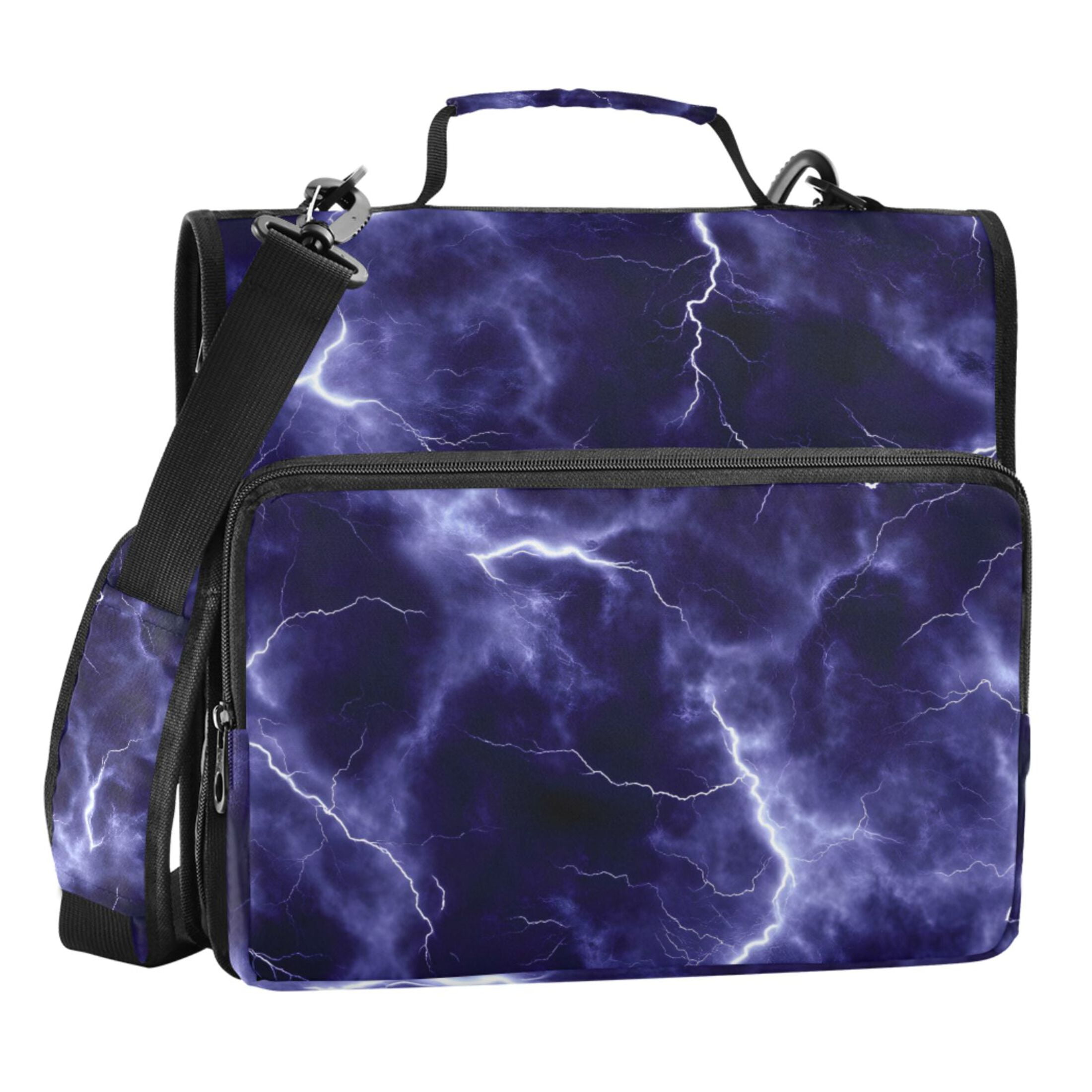 ALAZA Zipper Binder Bag Purple Lightning Marble 3 Ring File Folder Binder Organizer Bag ...