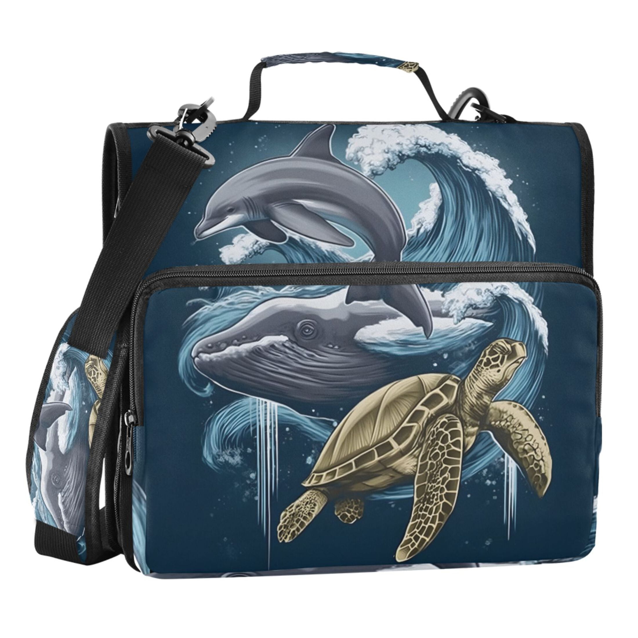 ALAZA Zipper Binder Bag Sea Turtle and Dolphins 3 Ring File Folder ...