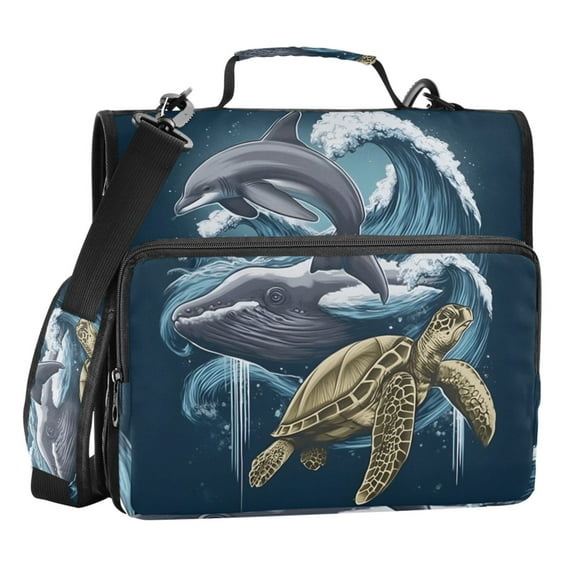 ALAZA Zipper Binder Bag Sea Turtle and Dolphins 3 Ring File Folder ...