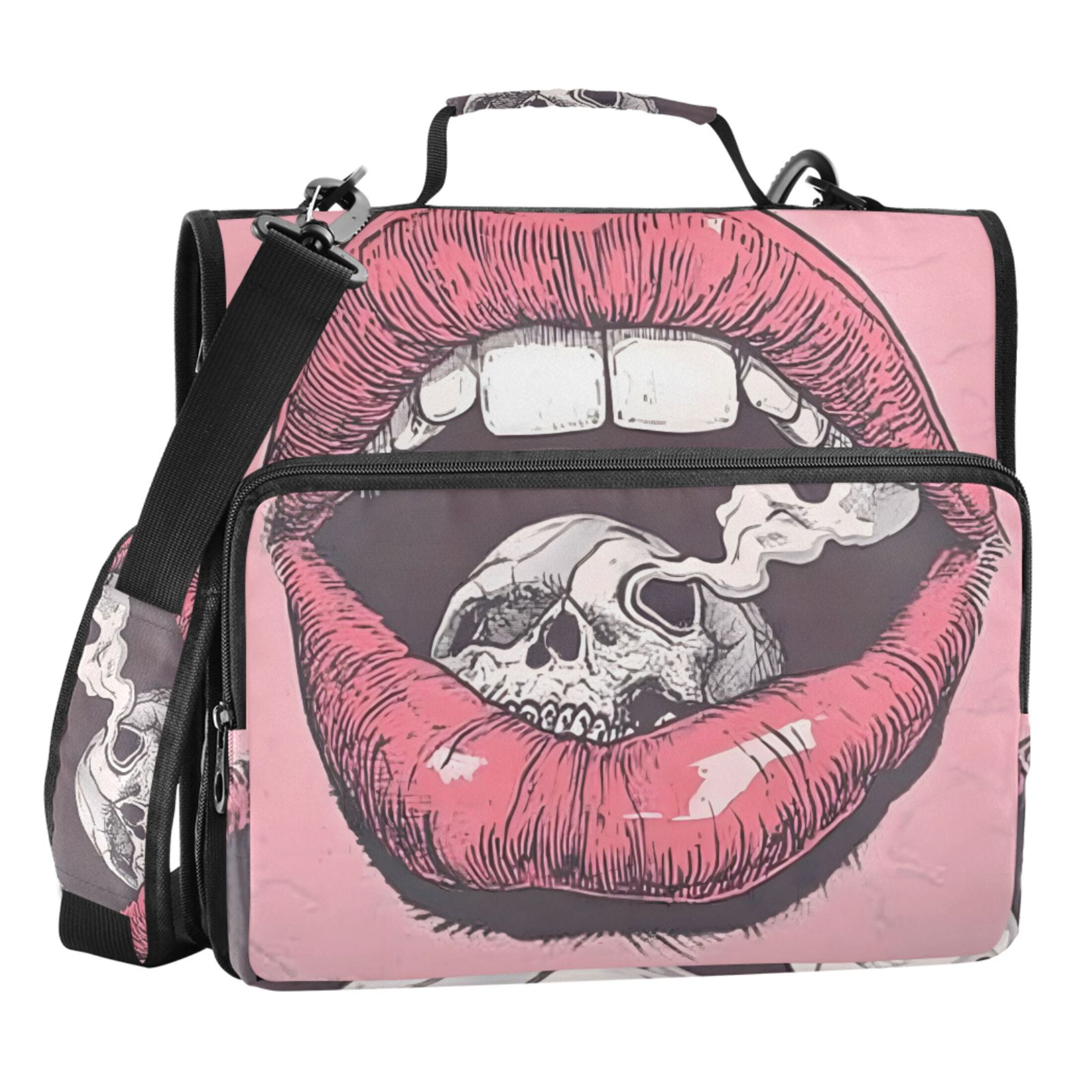 ALAZA Zipper Binder Bag Skull in Mouth 3 Ring File Folder Binder ...