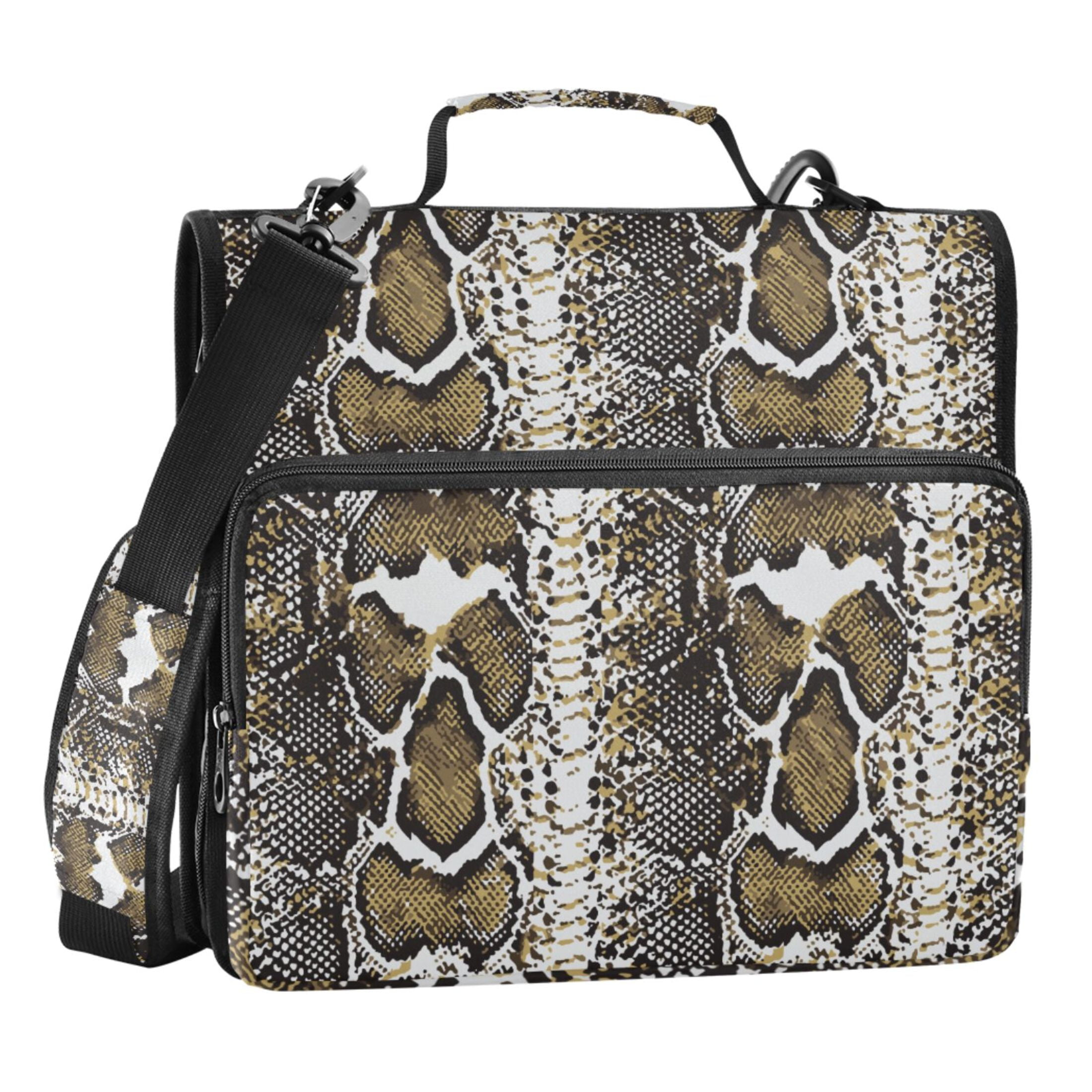 ALAZA Zipper Binder Bag Snake Skin 3 Ring File Folder Binder Organizer ...
