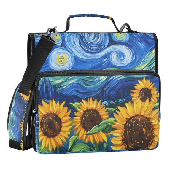 ALAZA Zipper Binder Bag Sunflowers Oil Paint 3 Ring File Folder Binder ...