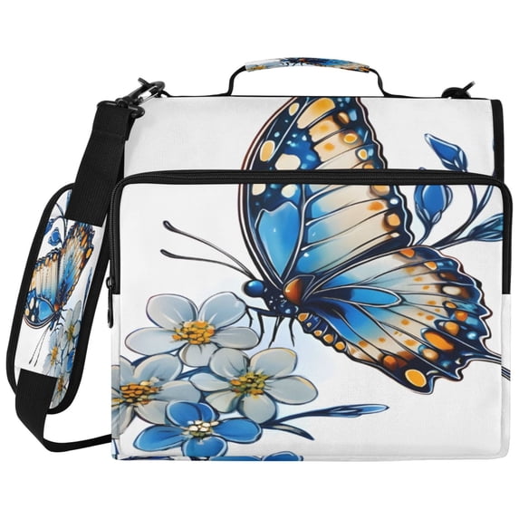 ALAZA Zipper Binder Blue Butterfly Flower Pattern 2 inch 3 Ring 500 ...