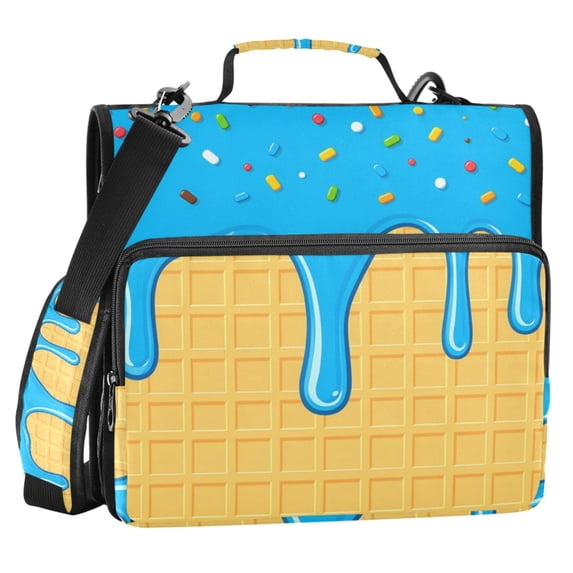 ALAZA Zipper Binder Blue Ice Cream Waffle 2 in 3 Ring Trapper Keeper ...