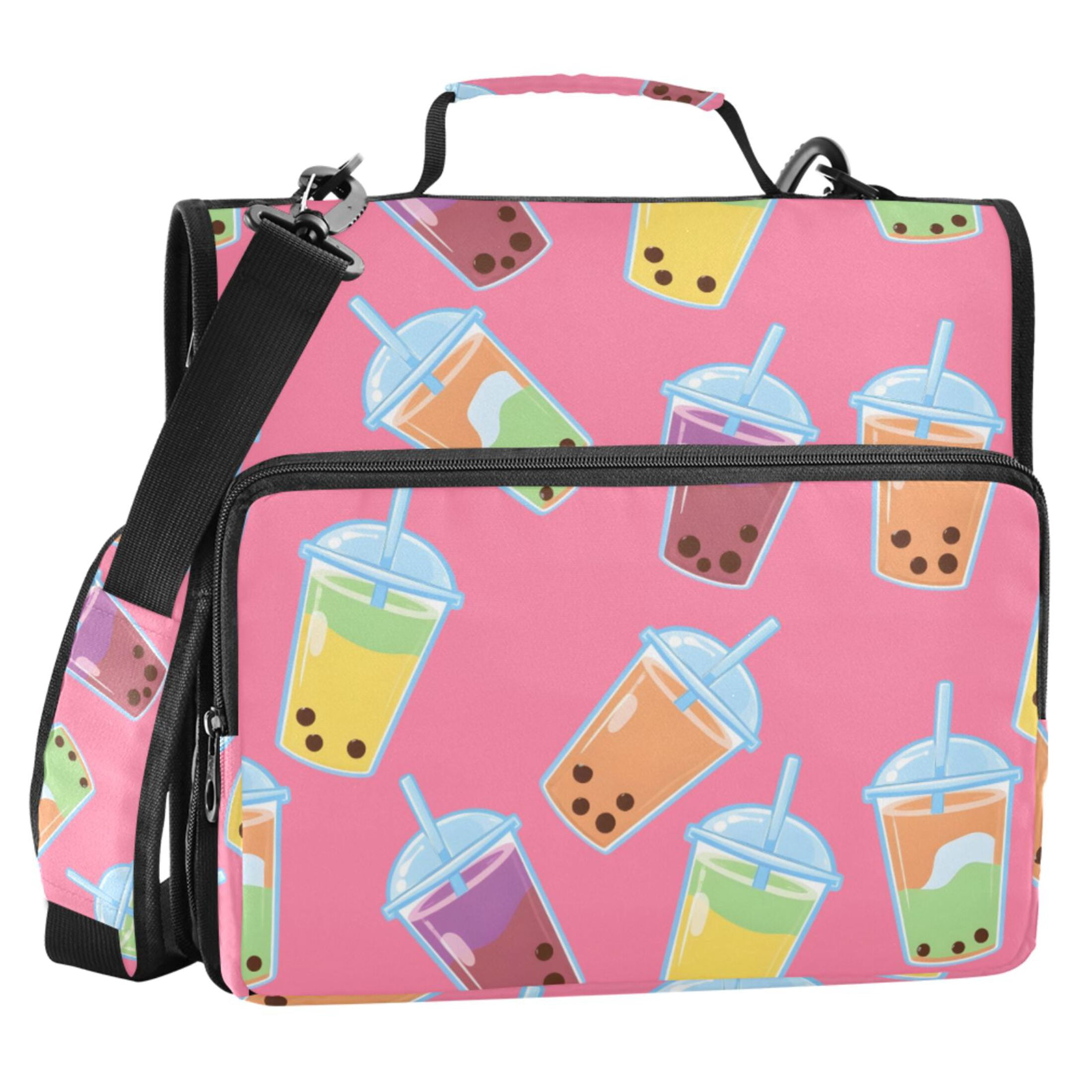 ALAZA Zipper Binder Boba Bubble Tea Pink 2 in 3 Ring Trapper Keeper 500 ...